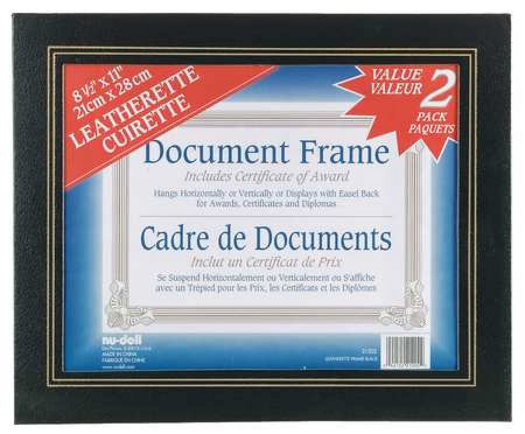 Leatherette Document Frame, 8-1/2 X 11, Black, Pack Of Two | Bundle of ...