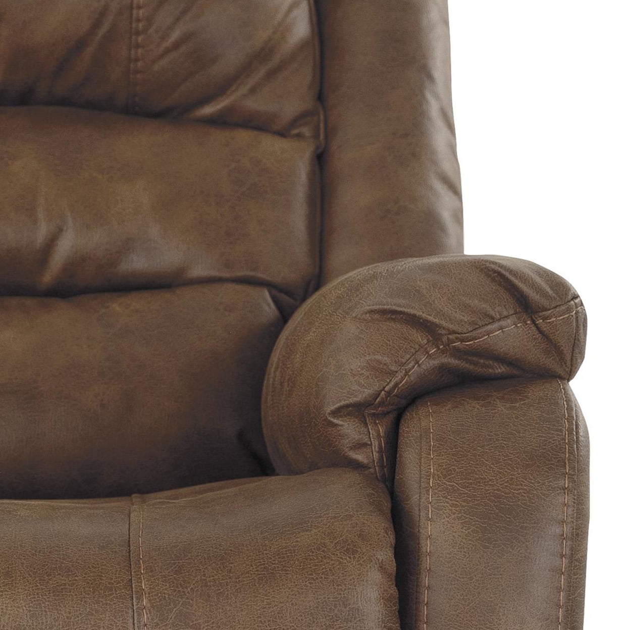 Leatherette Metal Frame Power Lift Recliner with Tufted Backrest Brown ...