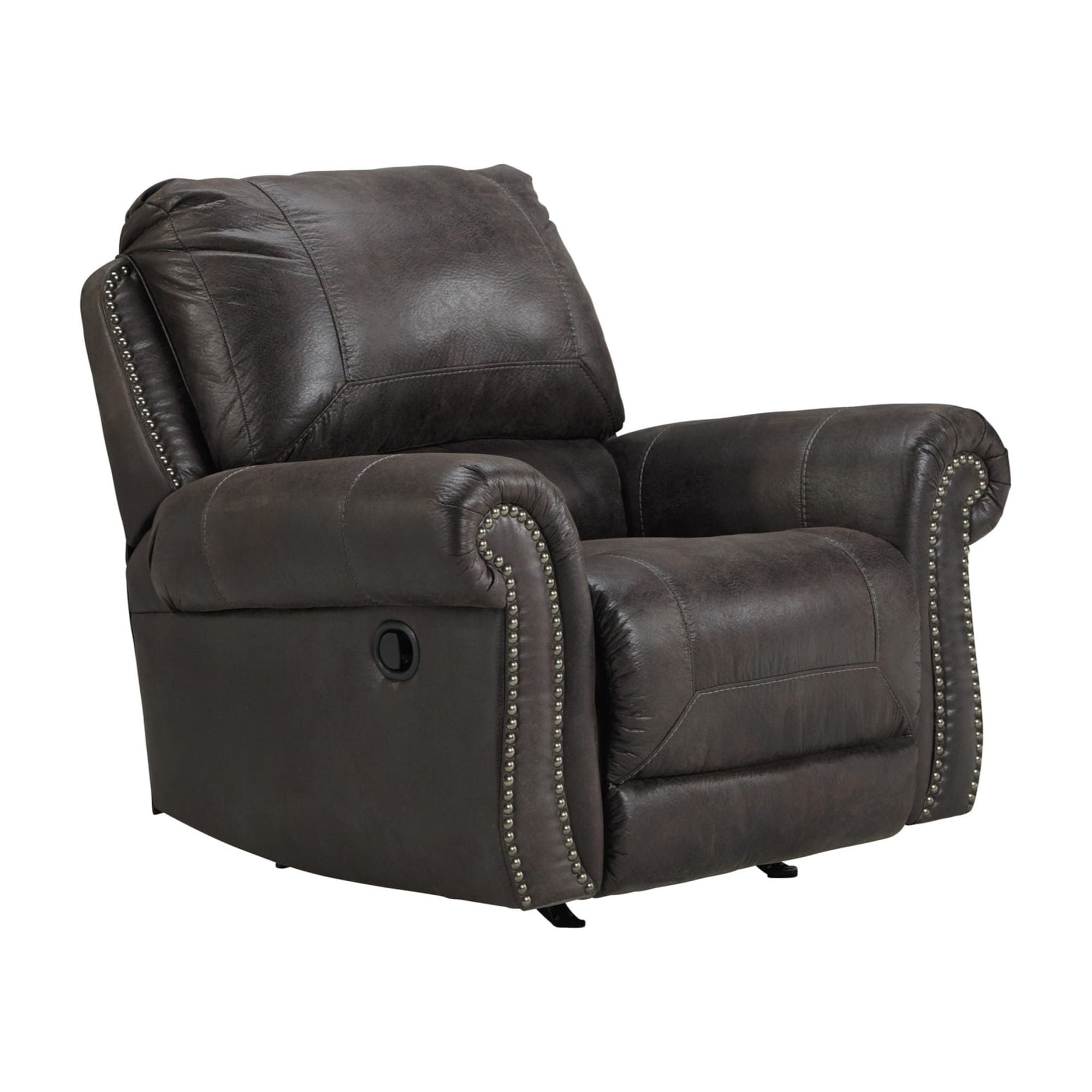 Leatherette Rocker Recliner with Nailhead Trim, Brown ( 40"D x 43"W x ...