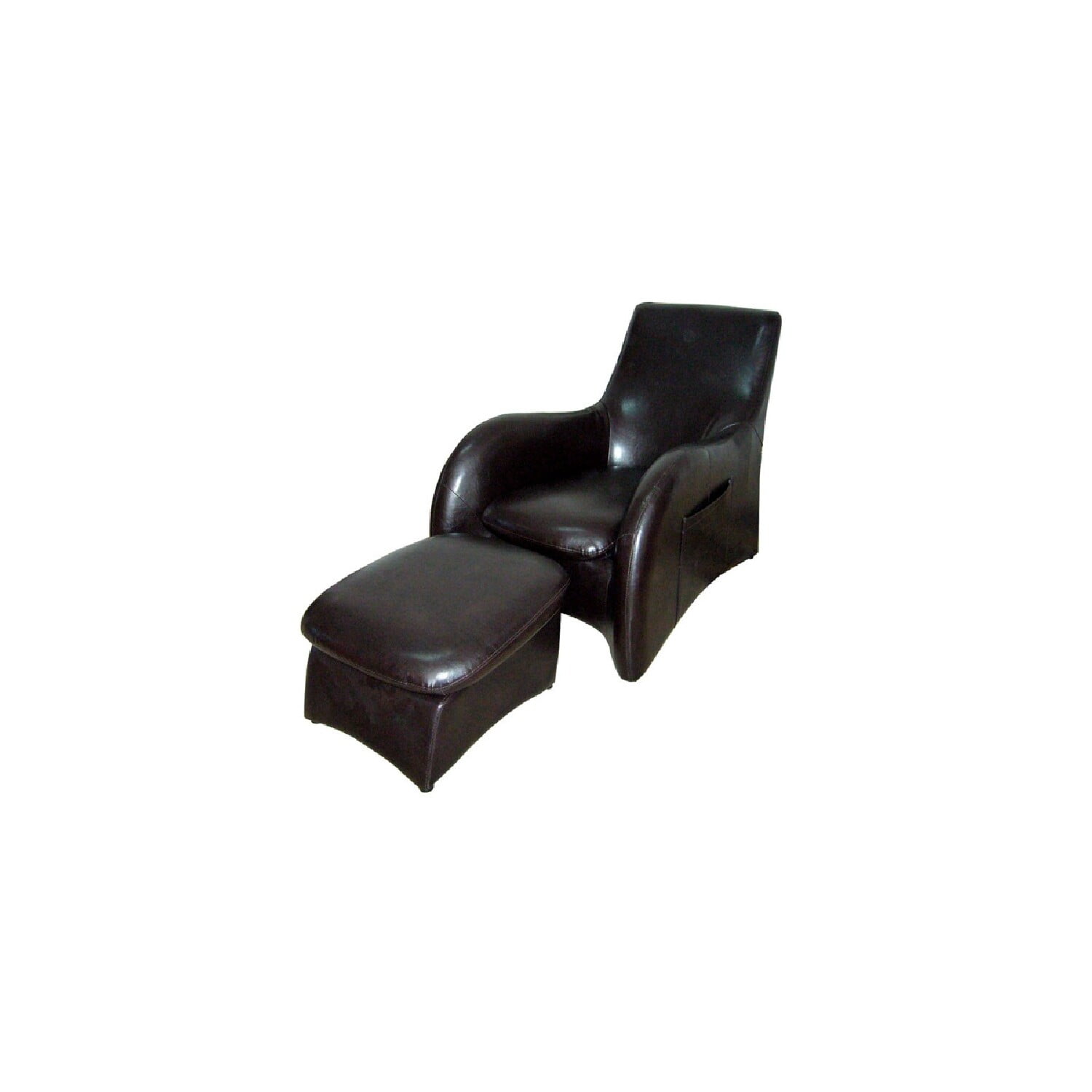 Leatherette Sofa with Sloped Armrests and Separate Leg Rest Dark Brown ...
