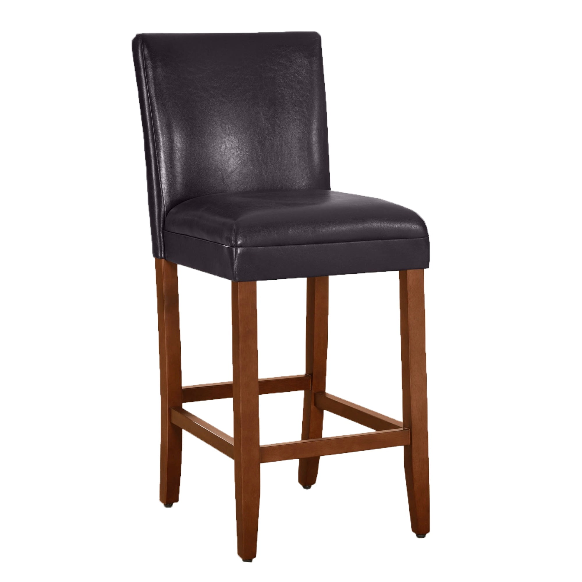 Leatherette Upholstered 29 Inch Wooden Bar Stool with Tapered Feet and ...