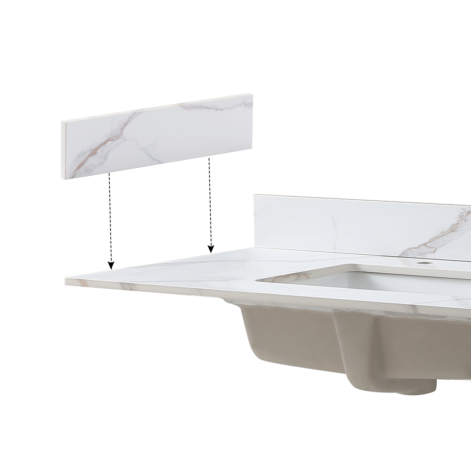 Leavader 22"x4" Sintered stone Carrara White and Gold Stone Side Splash ...