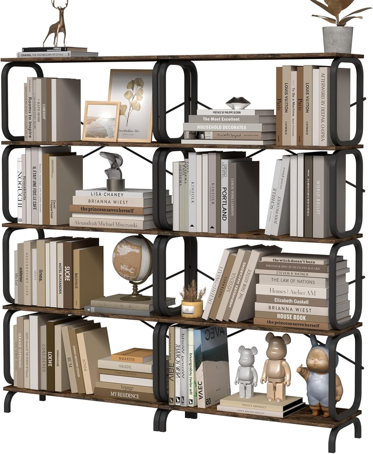 Leavader 5-Tiers Metal Bookshelf 63" L x 12" W x 63" H, Industrial ...