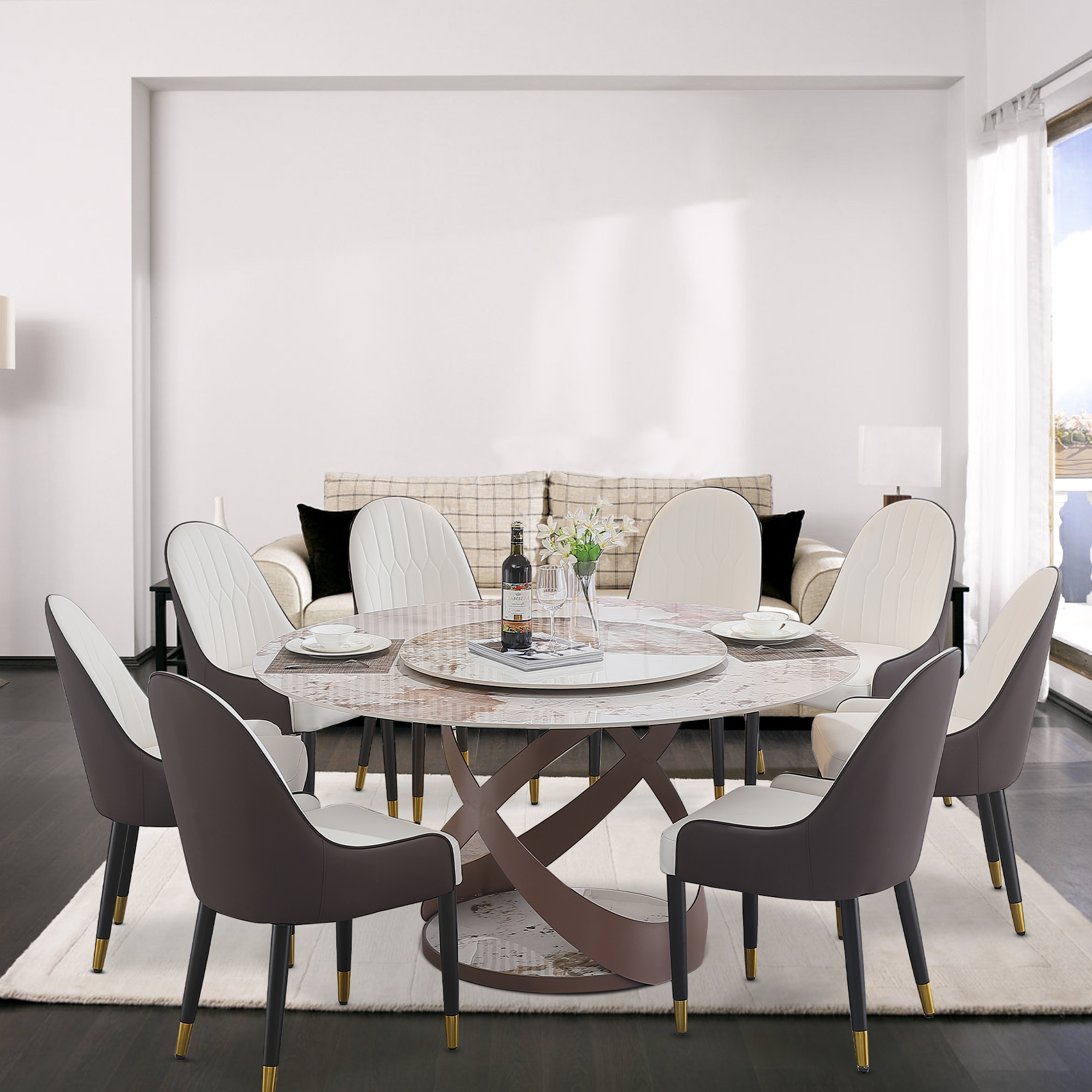 OFM Multi-Use Break Room Package, 36" Round Flip-Top Table with Moon ...