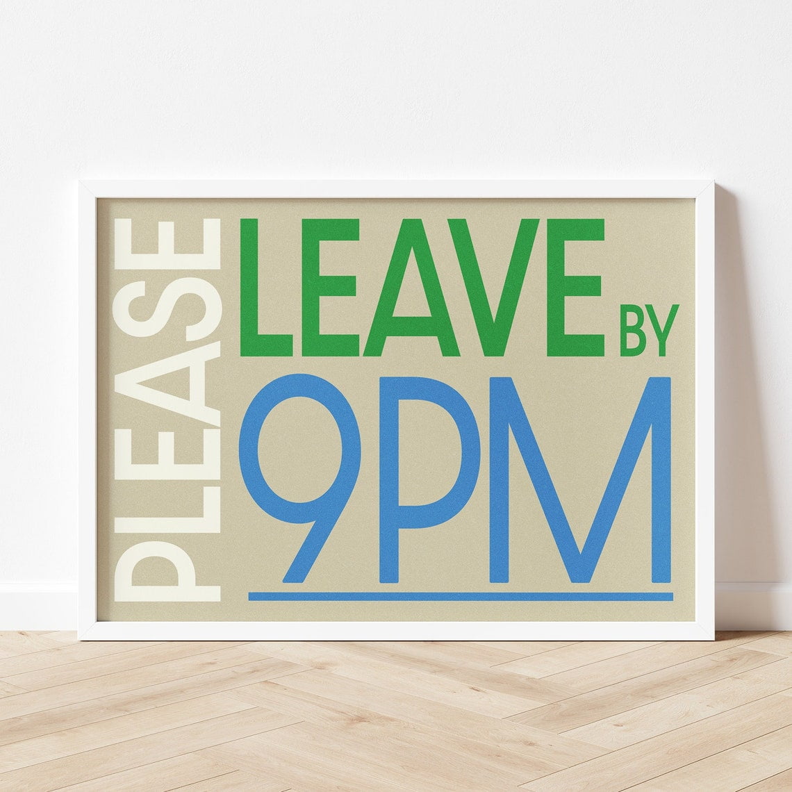 Leave By 9 Sign, Typography Wall Art, Typography Print, Mid Century ...