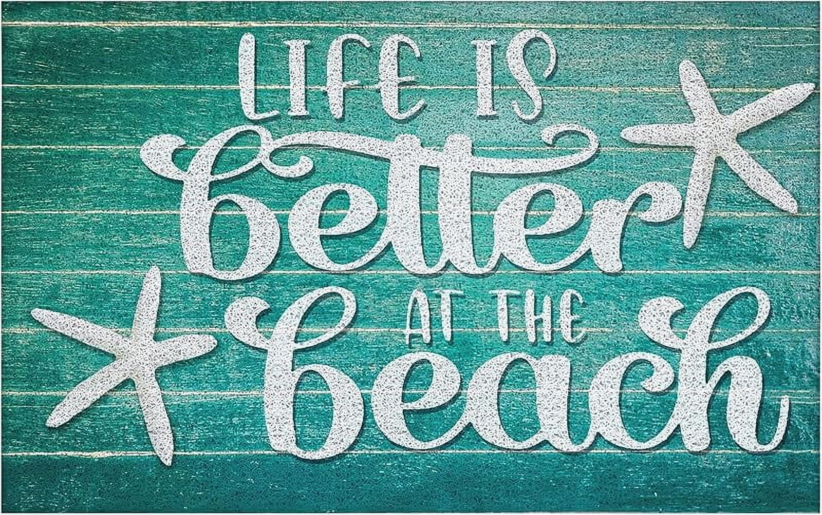 Leave The Sand at The Beach Door Mat - Coastal Beach Welcome Mat ...