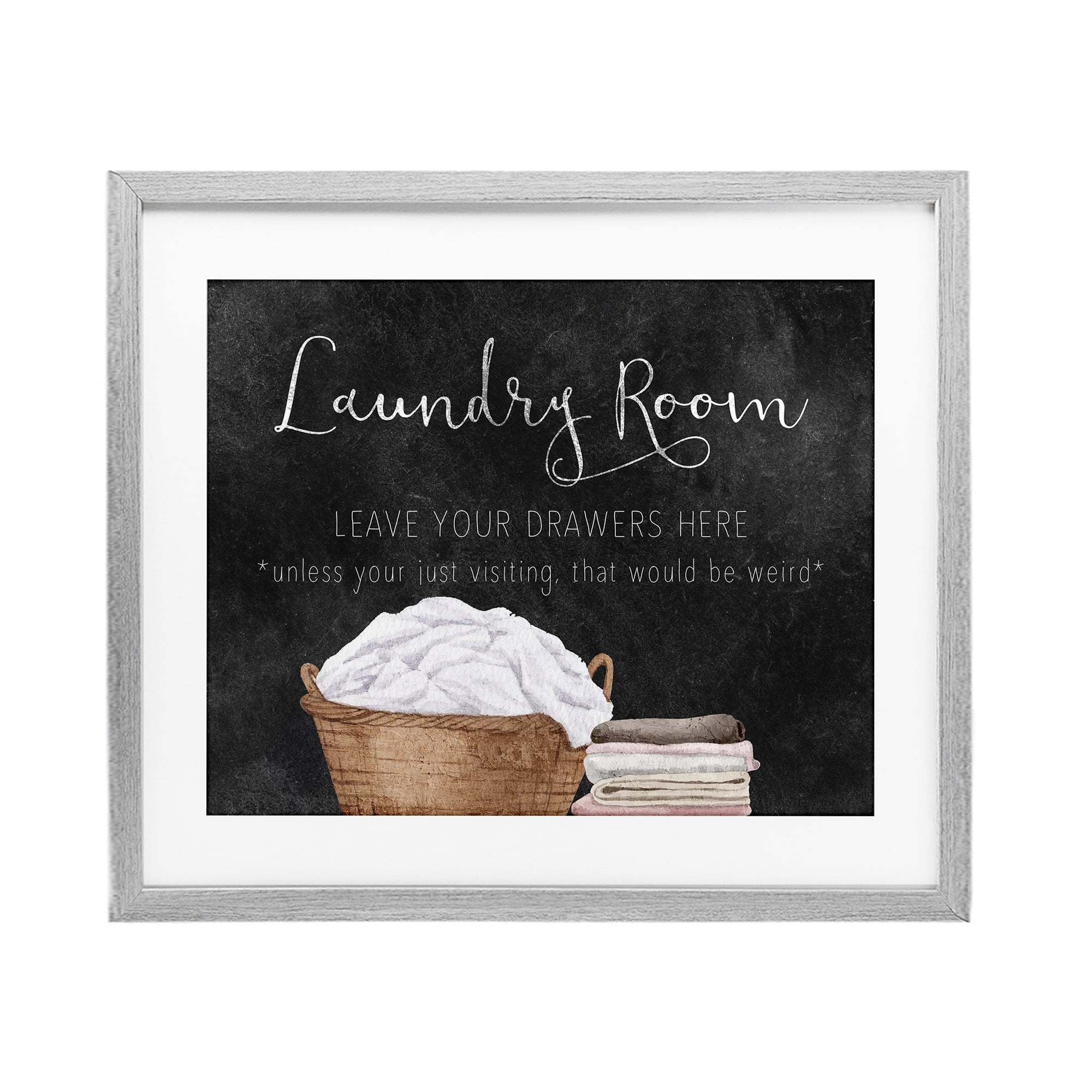 Leave Your Drawers Laundry Gray Framed Print Under Glass, design by Kim ...