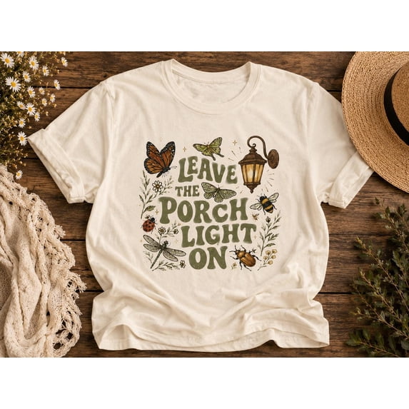 Leave the Porch Light On Graphic T-Shirt, Vintage Country Folk Concert ...
