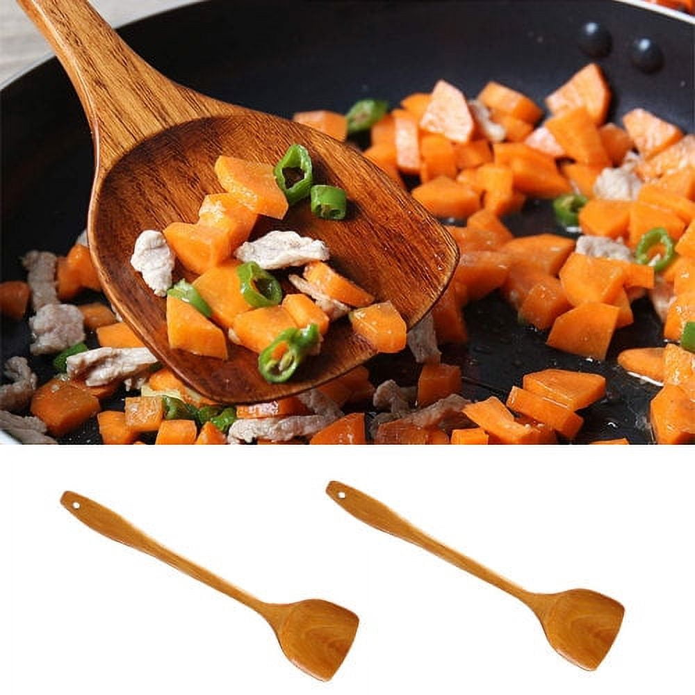 Leaveforme 2Pcs Wooden Spatula for Cooking Nonstick, Kitchen Wok ...