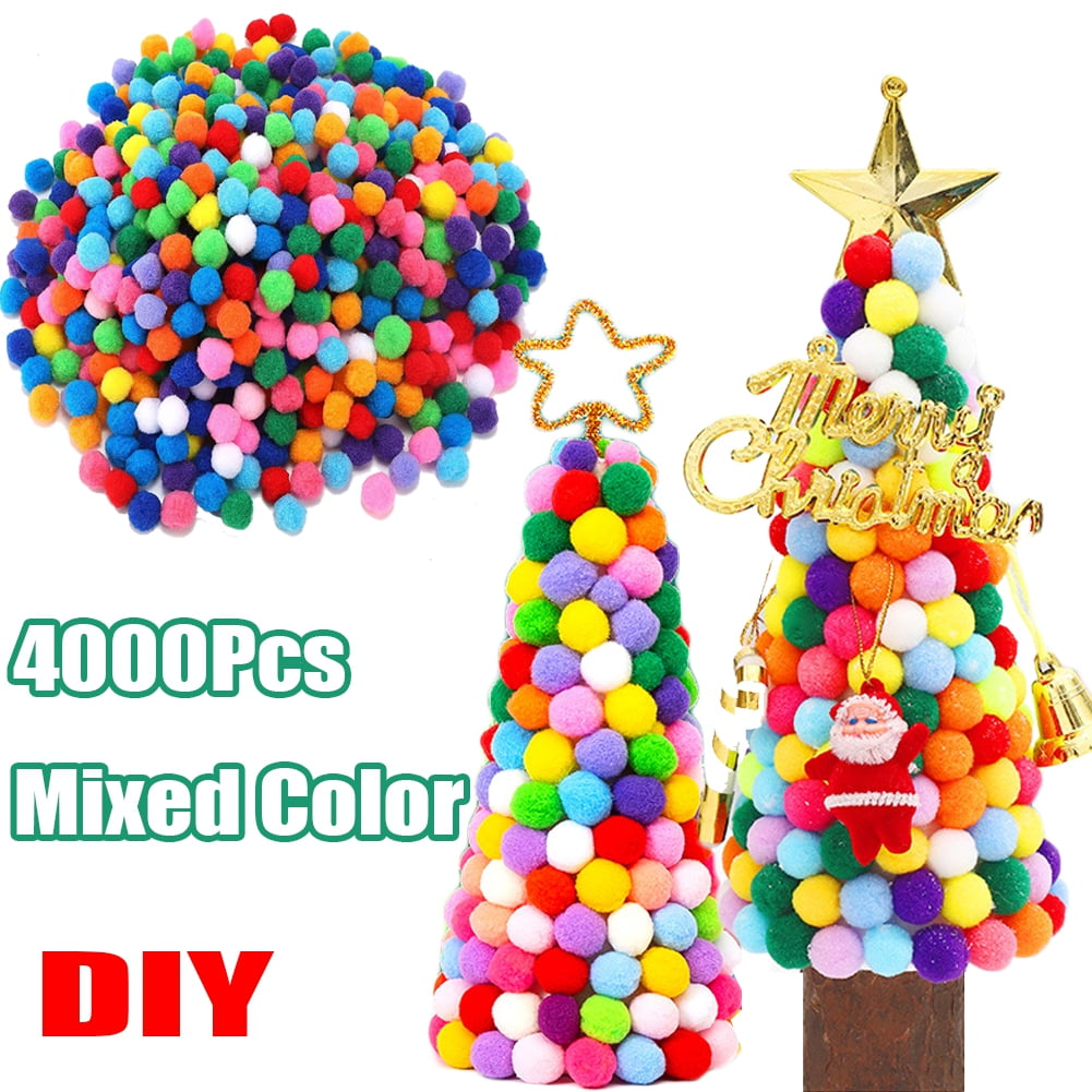 Leaveforme 4000Pcs Mixed Color DIY Mini Soft Fluffy Ball Pom Poms ...