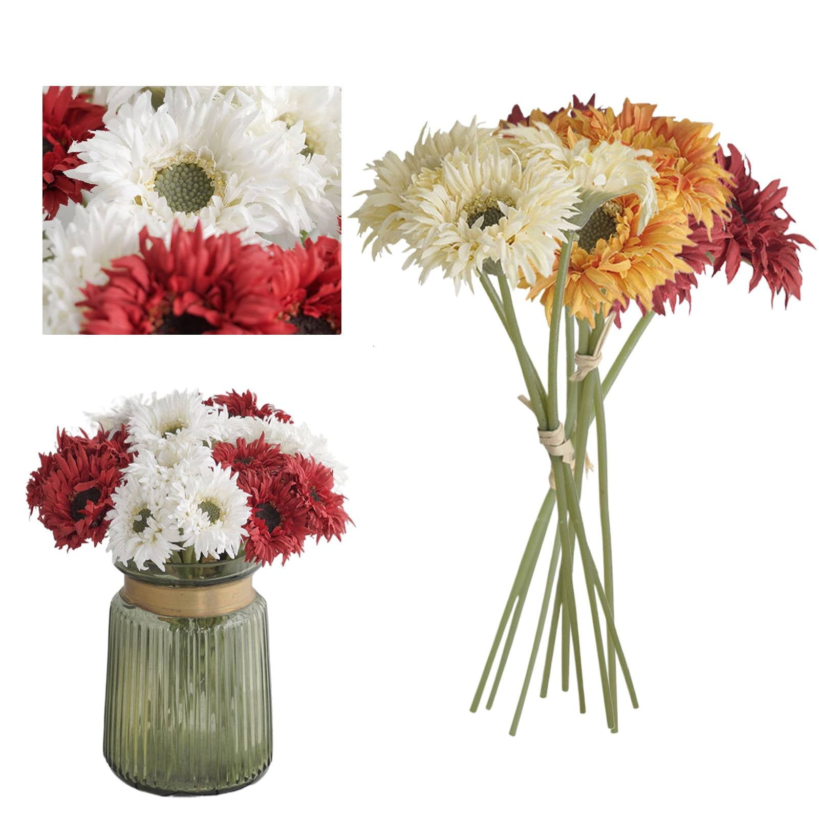 Leaveforme 5-Pack Long Stem Artificial Sunflowers, Realistic Fall ...