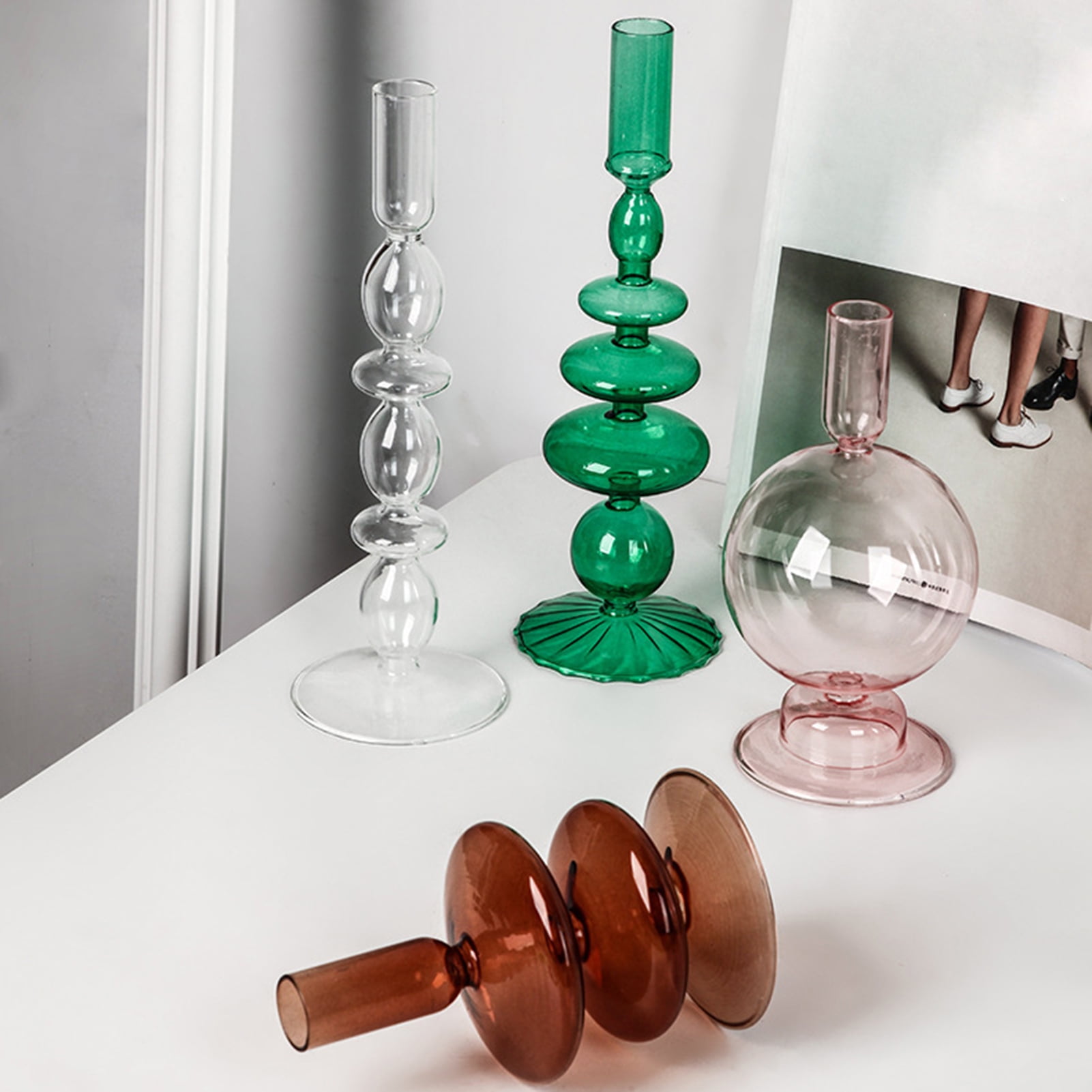 Leaveforme Glass Candle Holder Artist Style Creative Vase Romantic ...