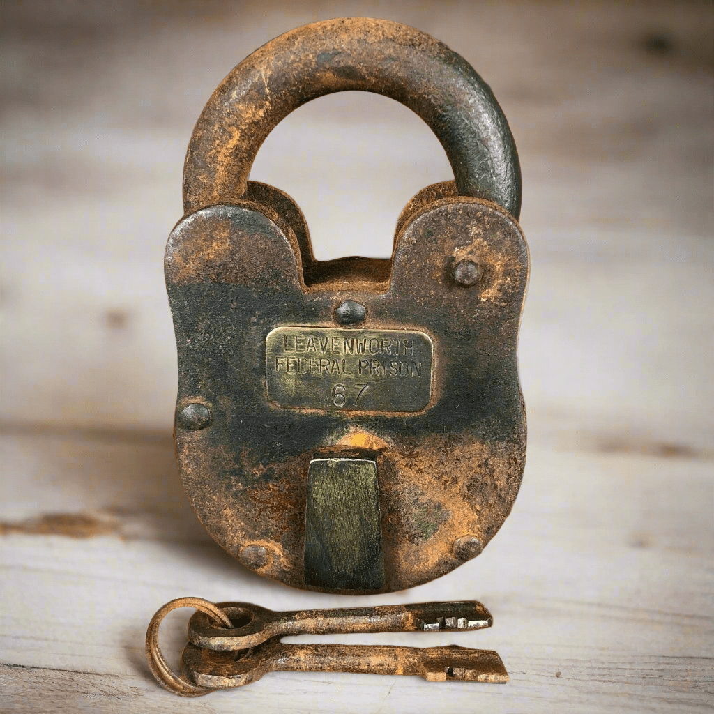 Leavenworth Federal Prison Cast Iron Working Lock & Keys With Antique ...