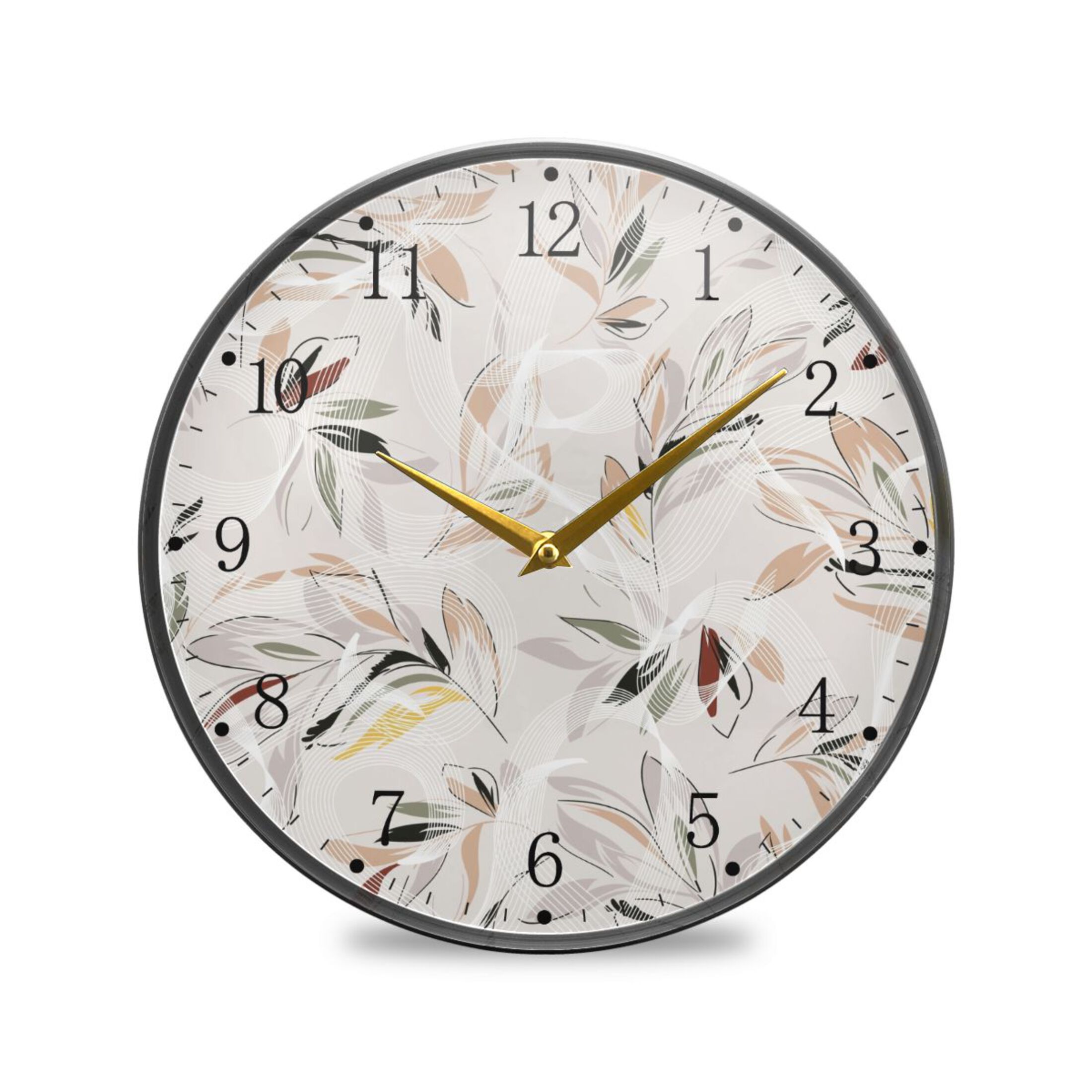 Leaves Acrylic Wall Clocks Quiet Round Clock Battery Operated Non ...