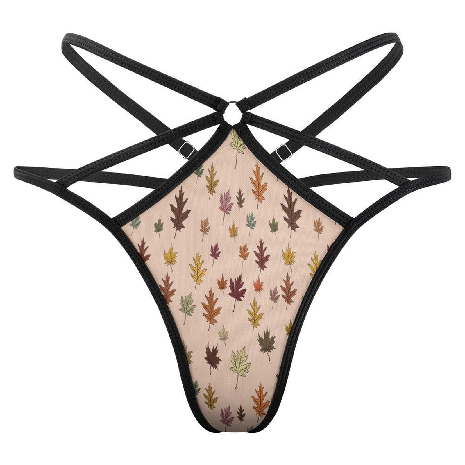 Leaves Background Open Type Women's Panties Crotch Opening G-strings ...
