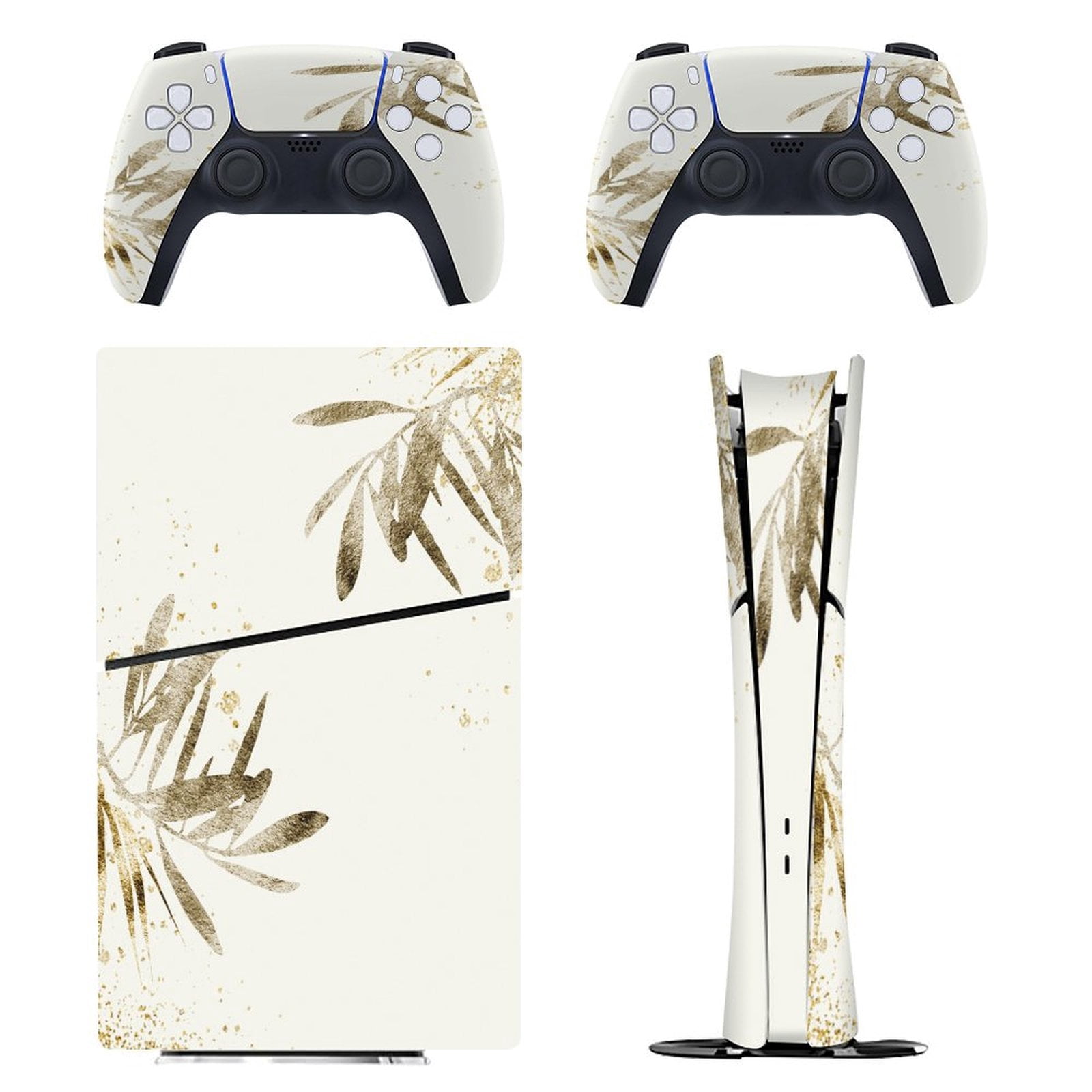Leaves, Bamboo Leaves, Gold PS5/PS5 Slim Digital Disc Skin Sticker For ...