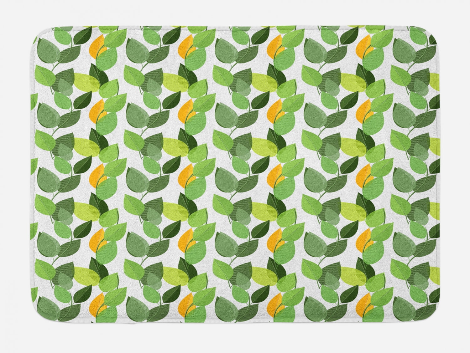 Leaves Bath Mat, Mother Nature Feng Shui Themed Vegetation Growth Zen ...