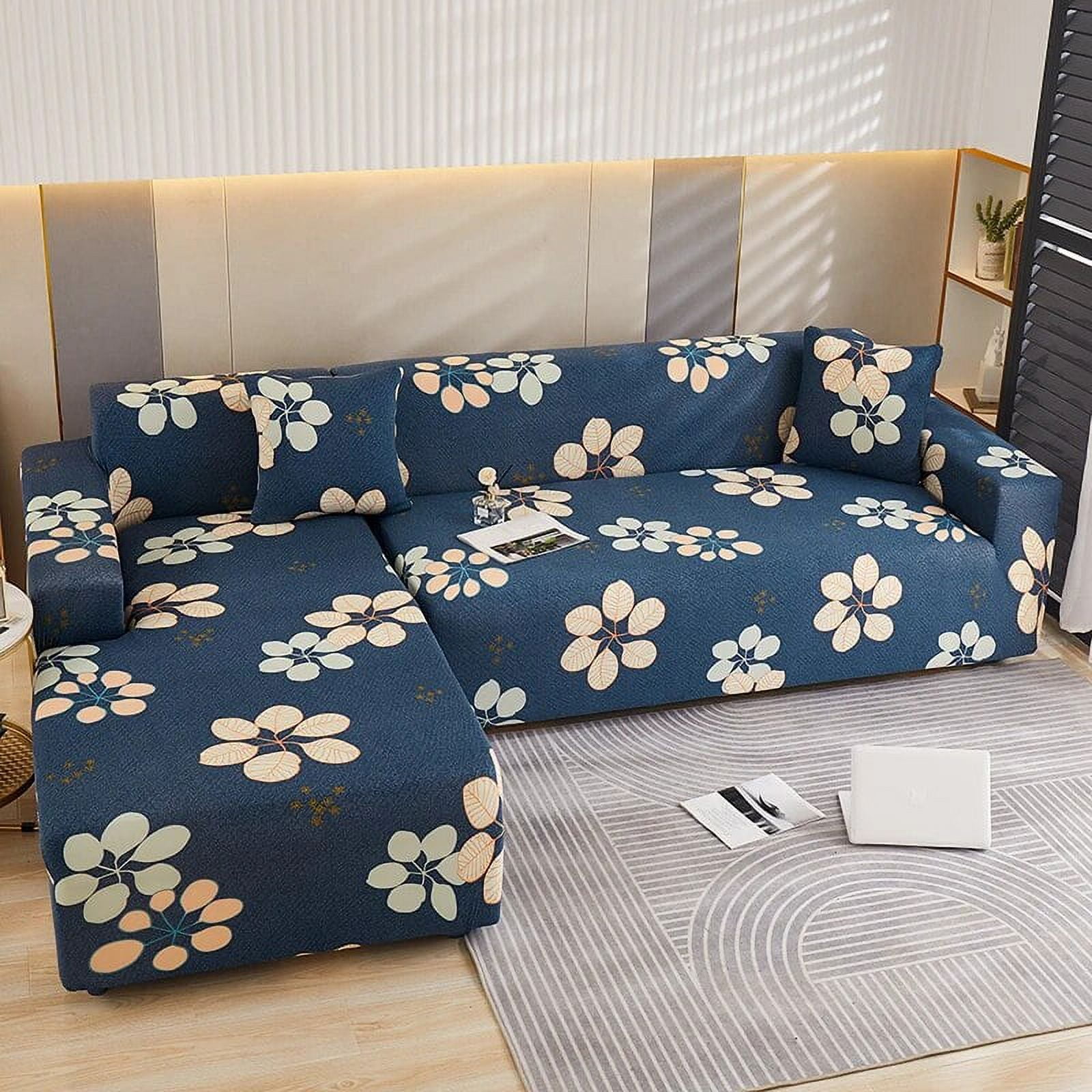 Leaves Brown 1 2 3 Seater Chaise Longue Sofa Covers for Living Room ...