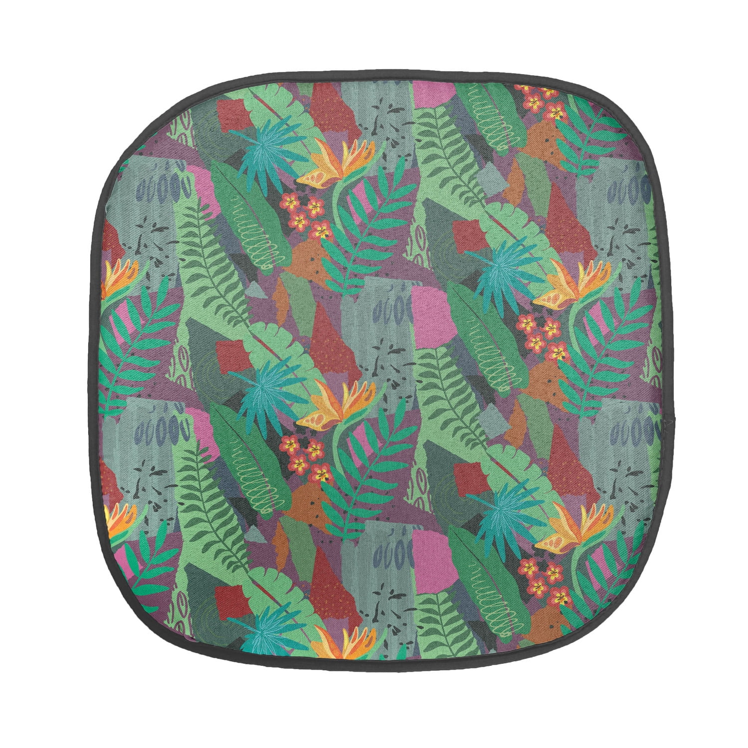 Leaves Chair Seating Cushion, Tropical Jungle Leaves and Branches ...