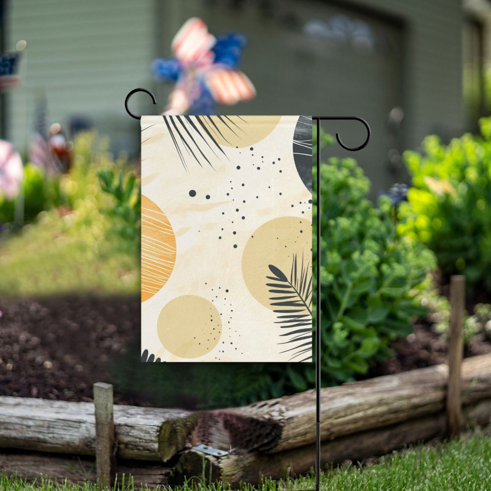 Leaves Circles Spots Garden Flag Double Sided Outdoor Banners for ...