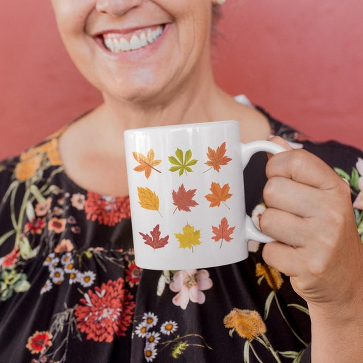 Leaves Coffee Cup Gif for B1Otanist, Unique Mug Gif for Fall Birthday ...