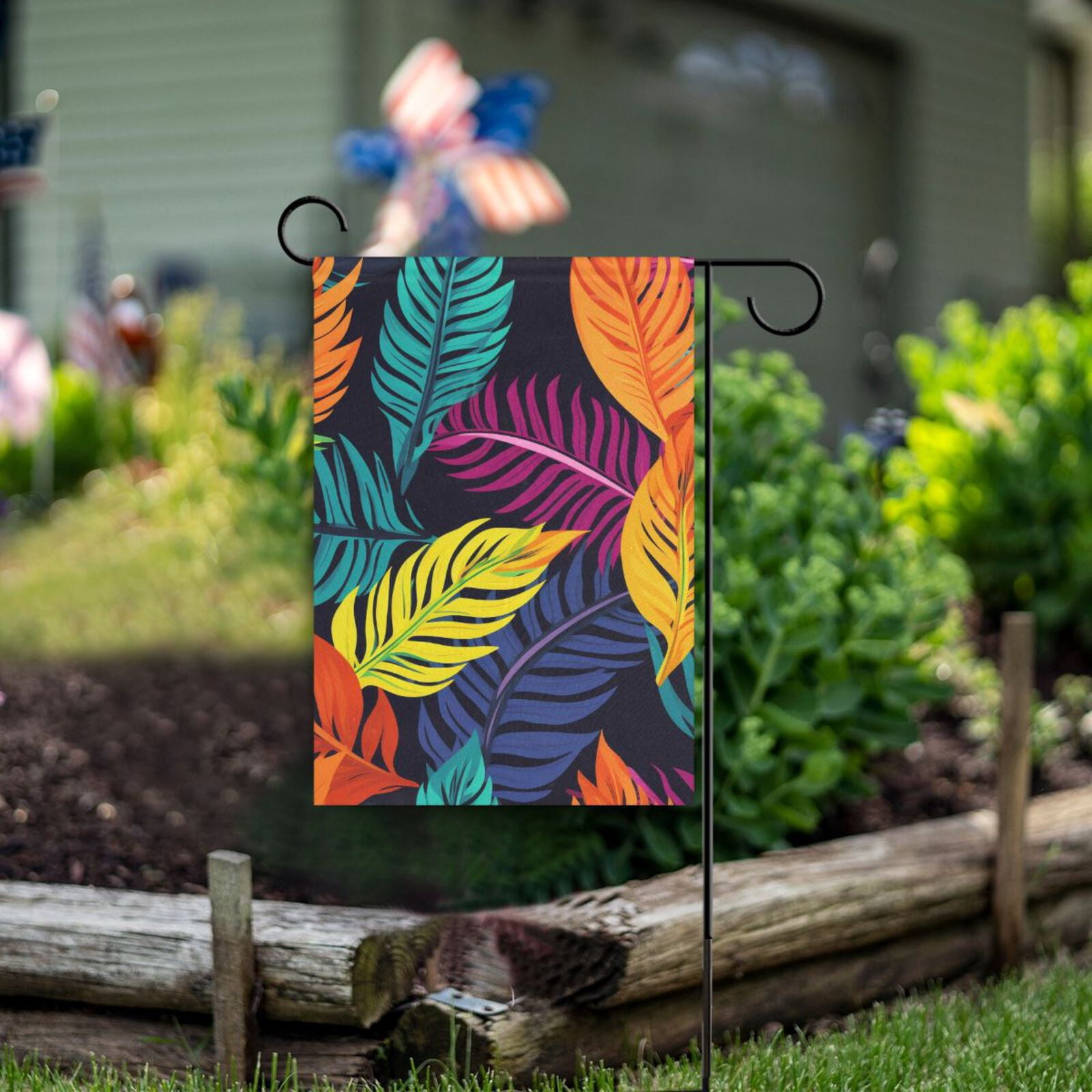 Leaves Colorful Garden Flag Double Sided Outdoor Banners for Courtyard ...