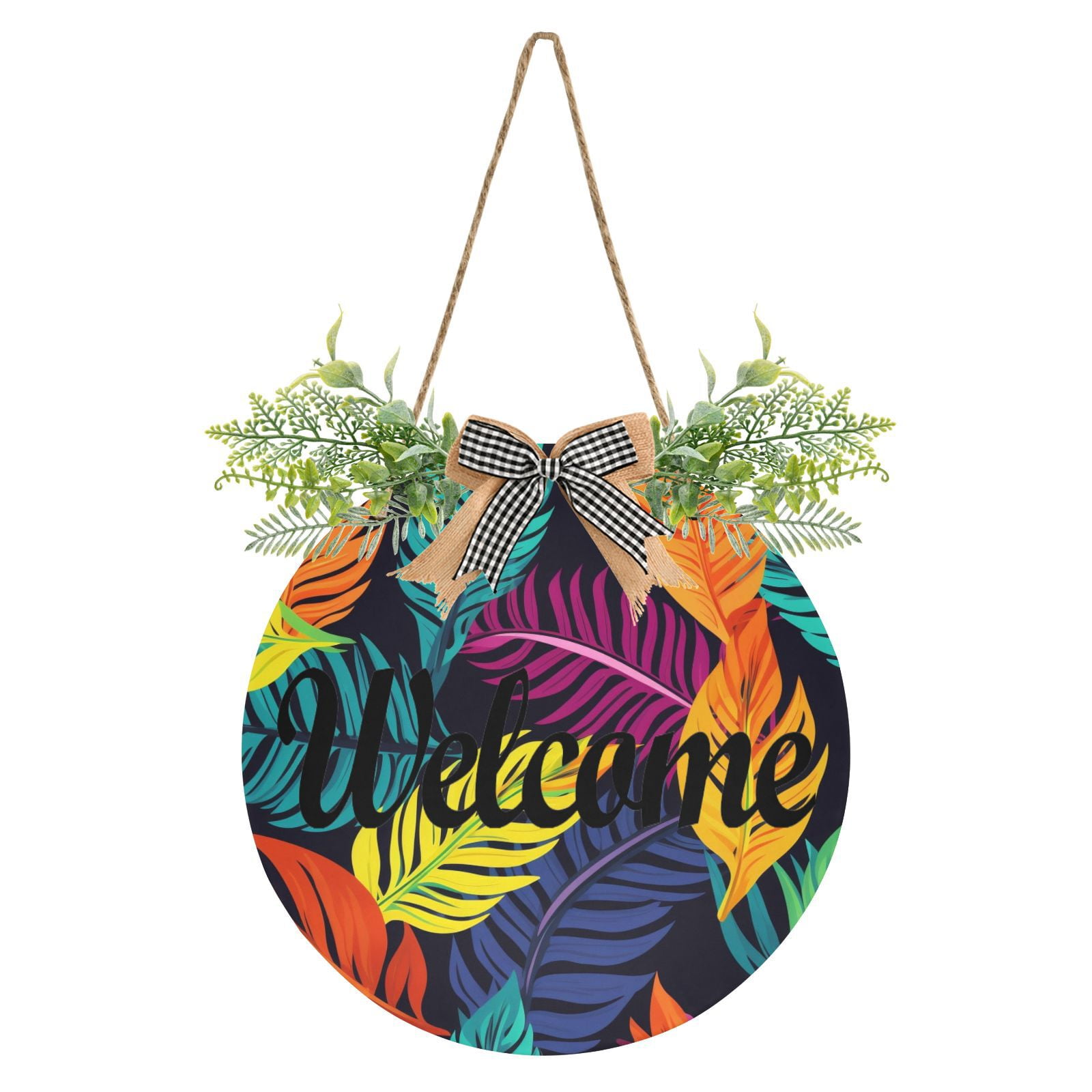 Leaves Colorful Welcome Sign for Front Door Wreath Door Sign for ...