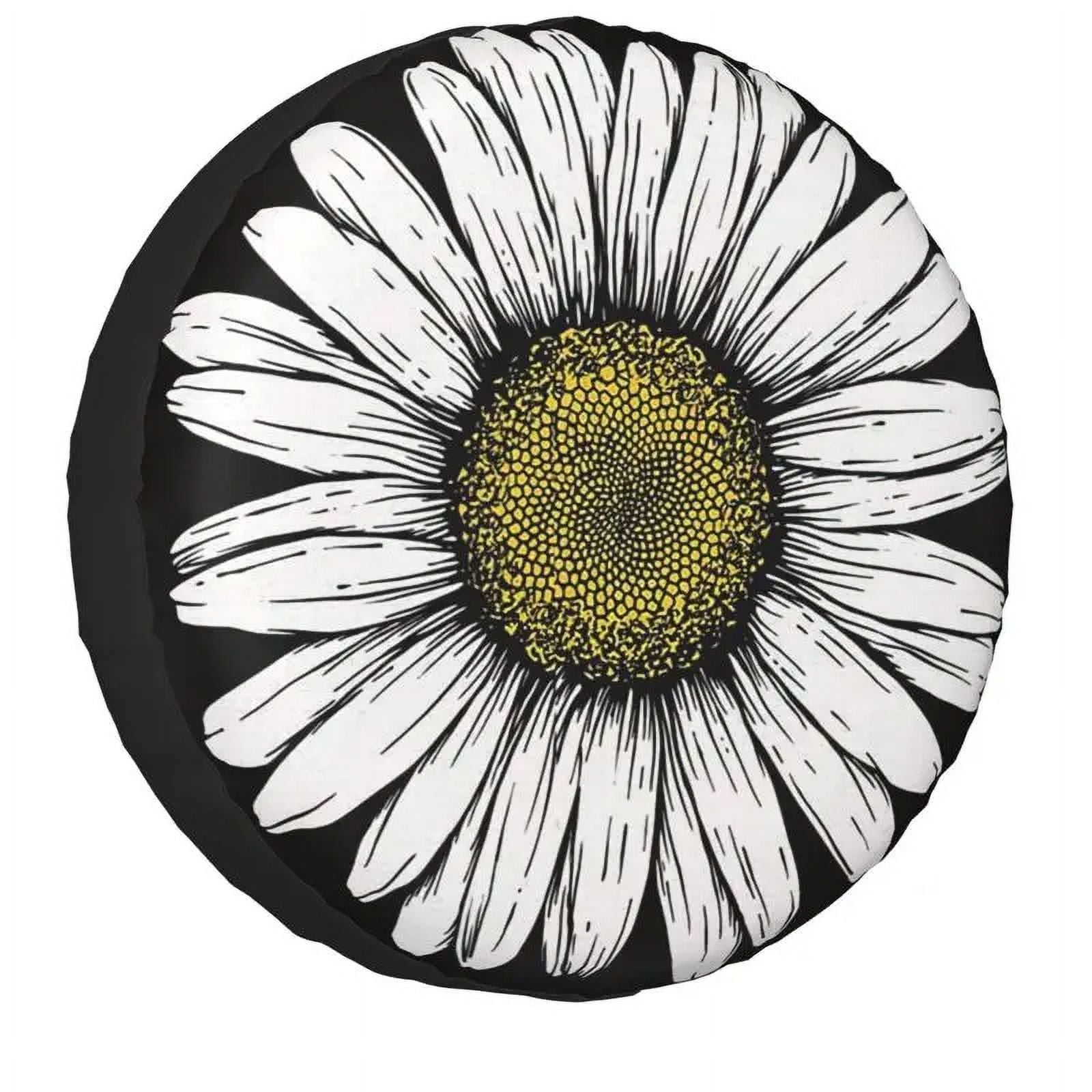 Leaves Daisy Flower Tire Cover Trailer Floral Spare Wheel Protector for ...