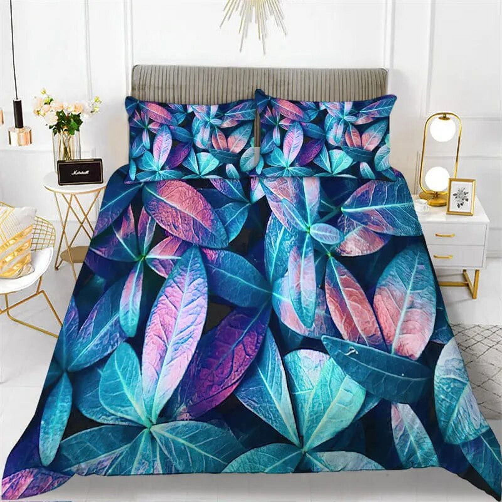 Leaves Duvet Cover Flowers Palm Leaves Print Comforter Cover Tropical