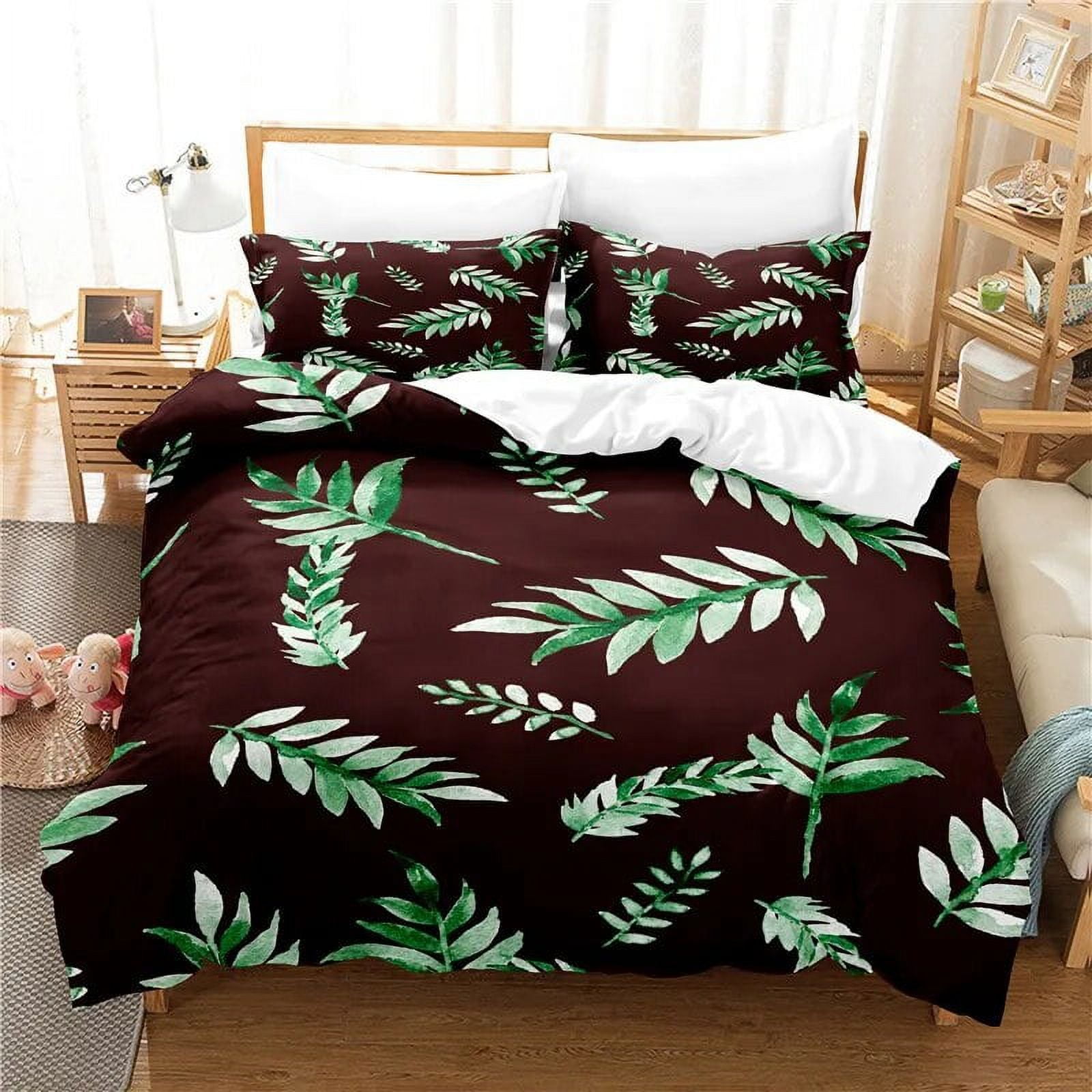 Leaves Duvet Cover Flowers Palm Leaves Print Comforter Cover Tropical