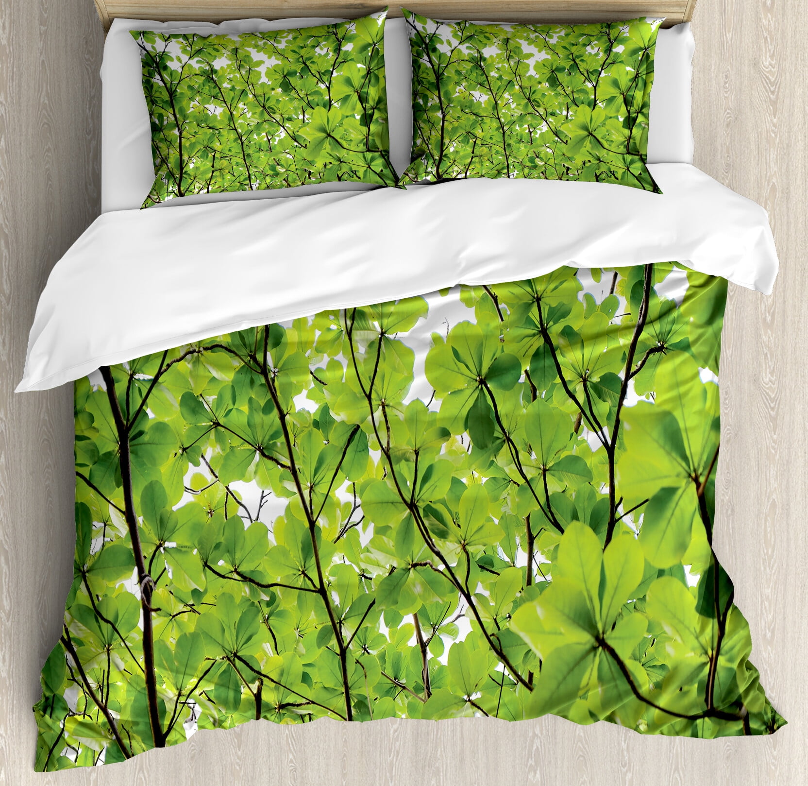 Leaves Duvet Cover Set, Close-up Tree Leaves from an Uprising Angle ...