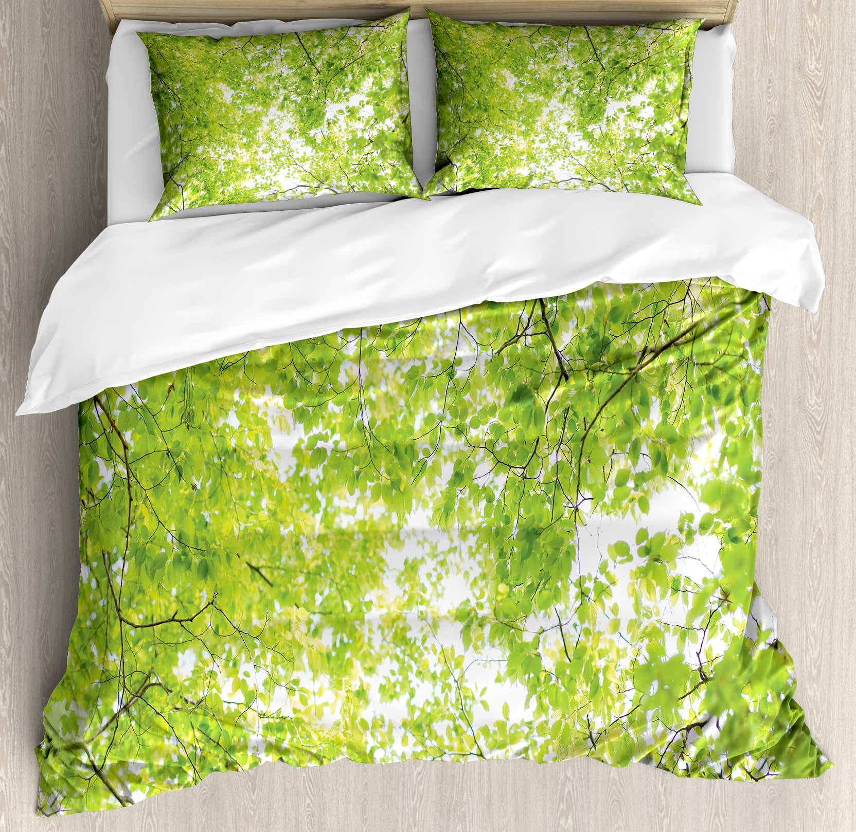 Leaves Duvet Cover Set, Fresh Summer Branches Leaves of a Tree Epic ...