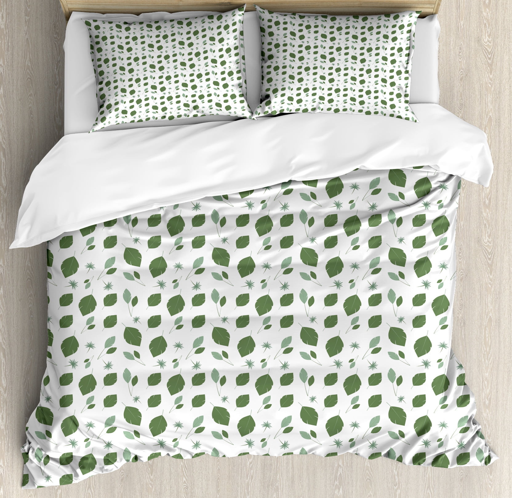 Leaves Duvet Cover Set, Silhouettes of Nature Themed Simplistic ...