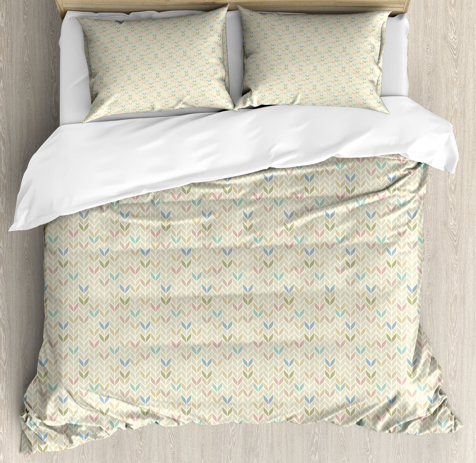 Leaves Duvet Cover Set, Symmetrical Layout of Fall Foliage Ornaments ...