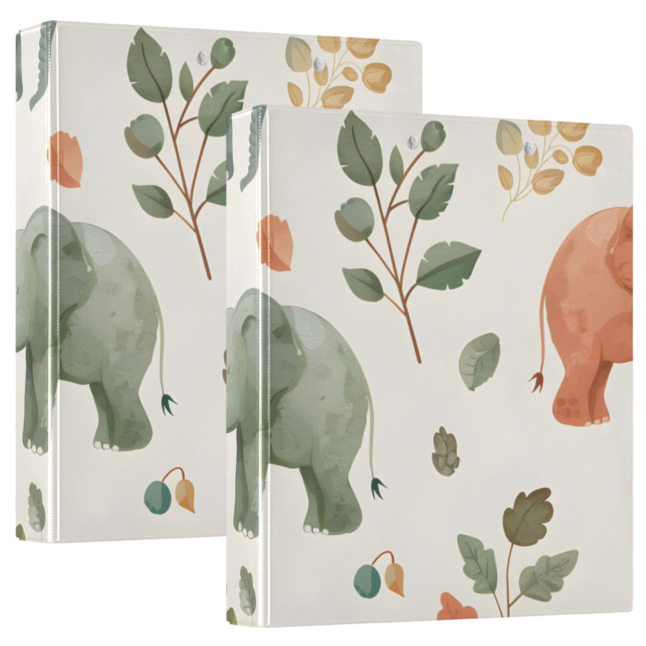 Leaves Elephants 3 Ring Binders 1.5 inch Hardcover File Folders with ...