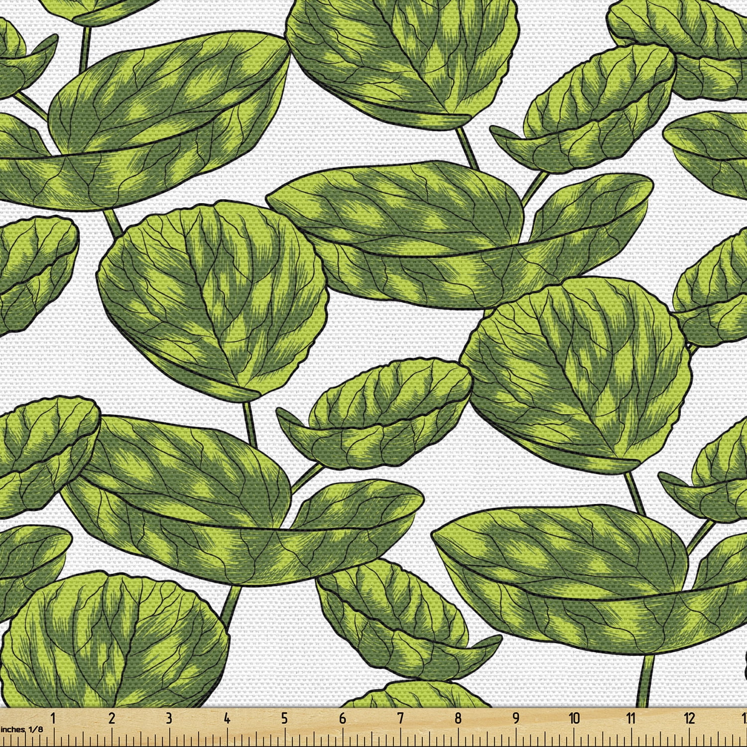 Leaves Fabric by the Yard, Forest Exotic Composition of Tropical Plants ...