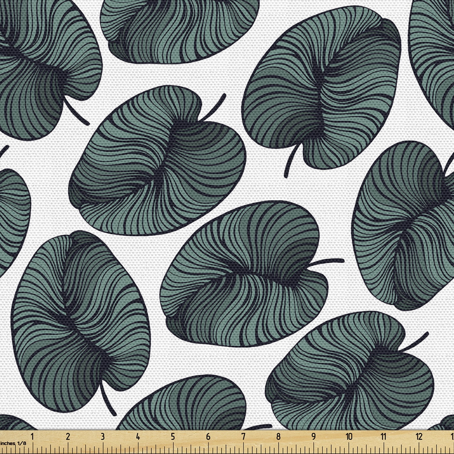 Ambesonne Leaves Fabric by the Yard Upholstery, Modern Art Tropical ...