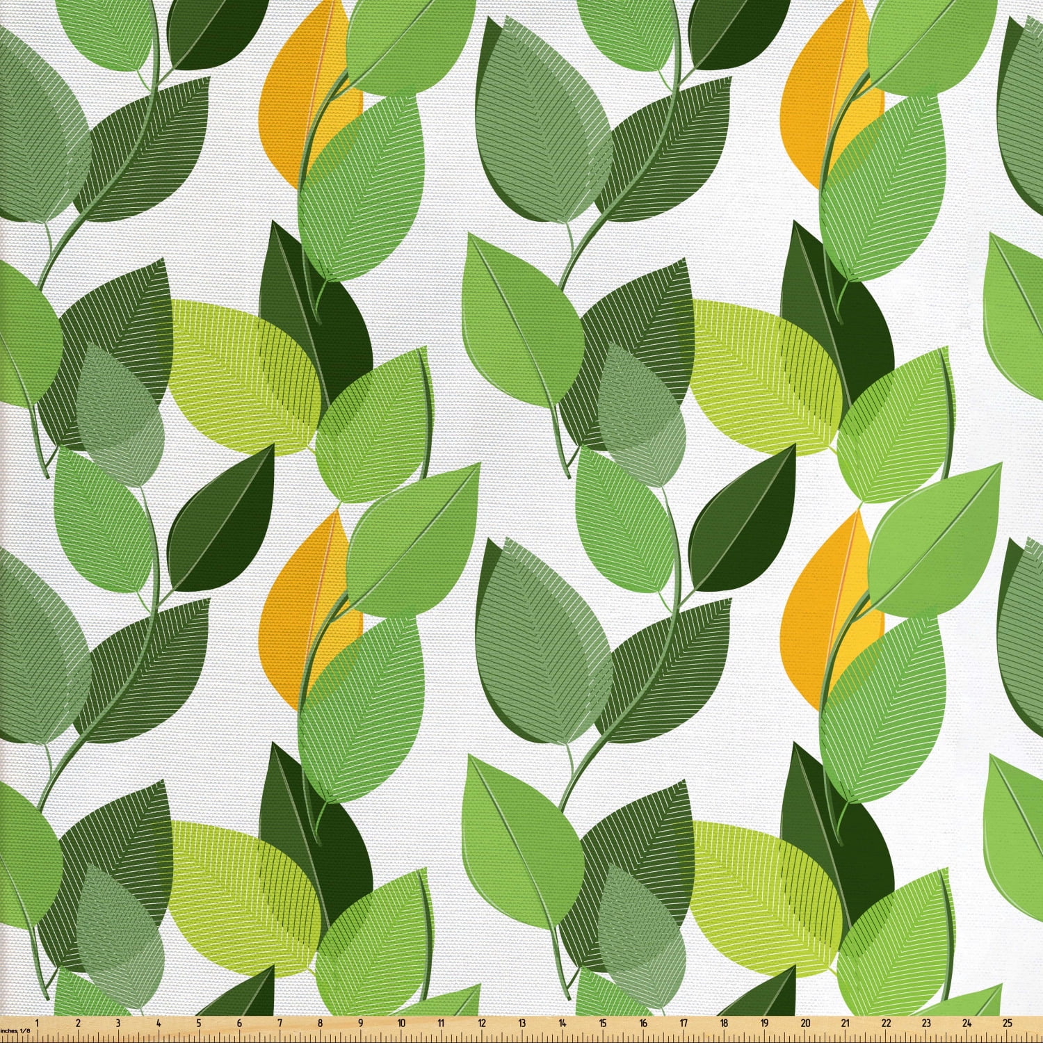 Leaves Fabric by the Yard, Mother Nature Feng Shui Themed Vegetation ...