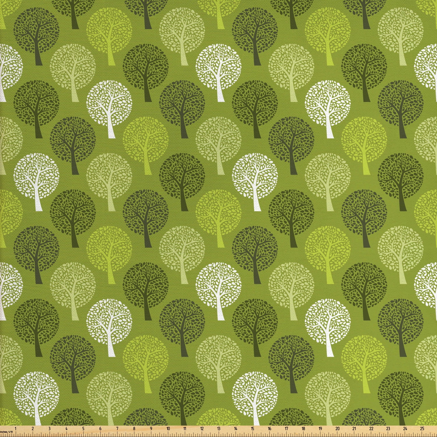 Ambesonne Leaves Fabric by the Yard Upholstery, Abstract Trees Motifs ...