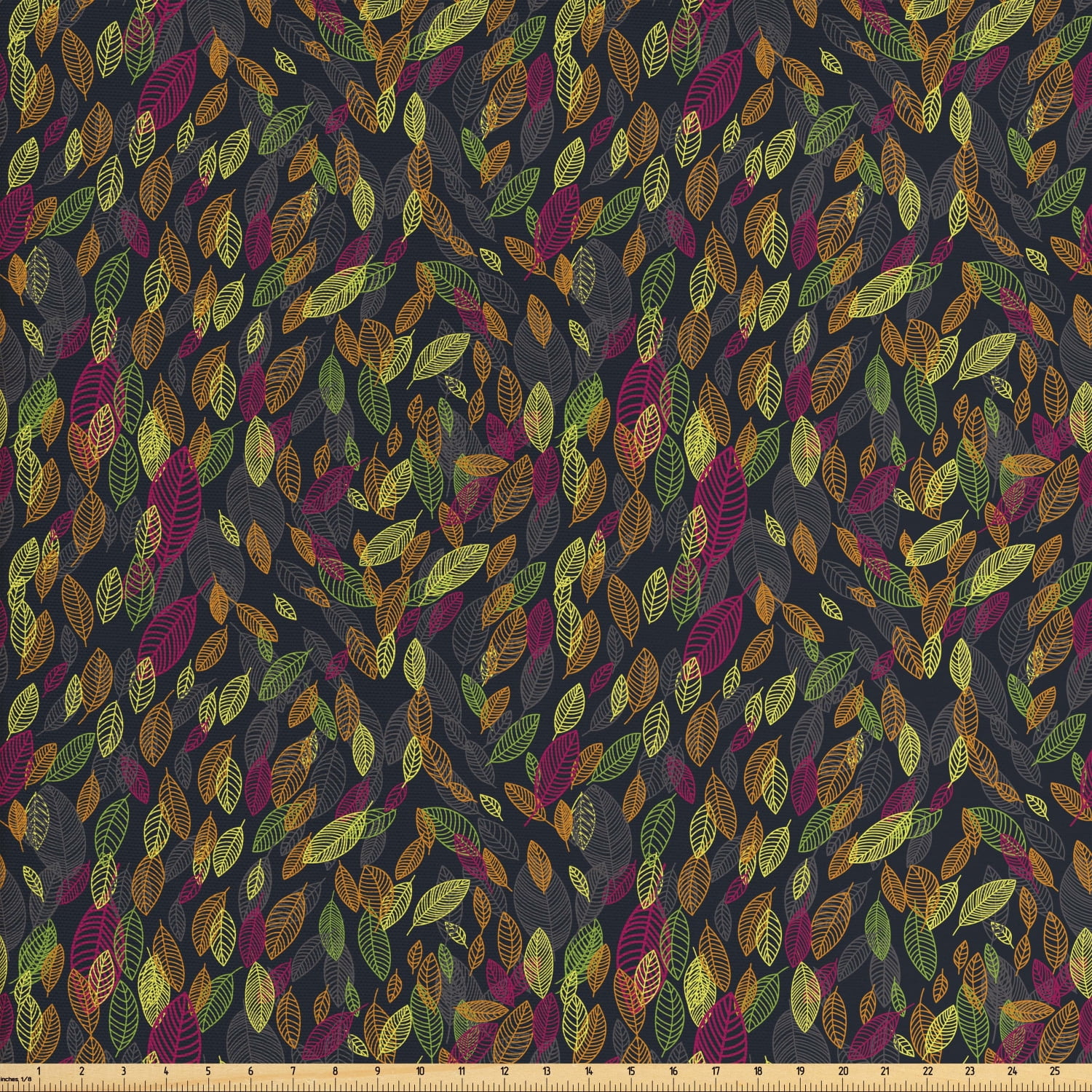 Ambesonne Leaves Fabric by the Yard Upholstery, Graphic Pointing Float ...