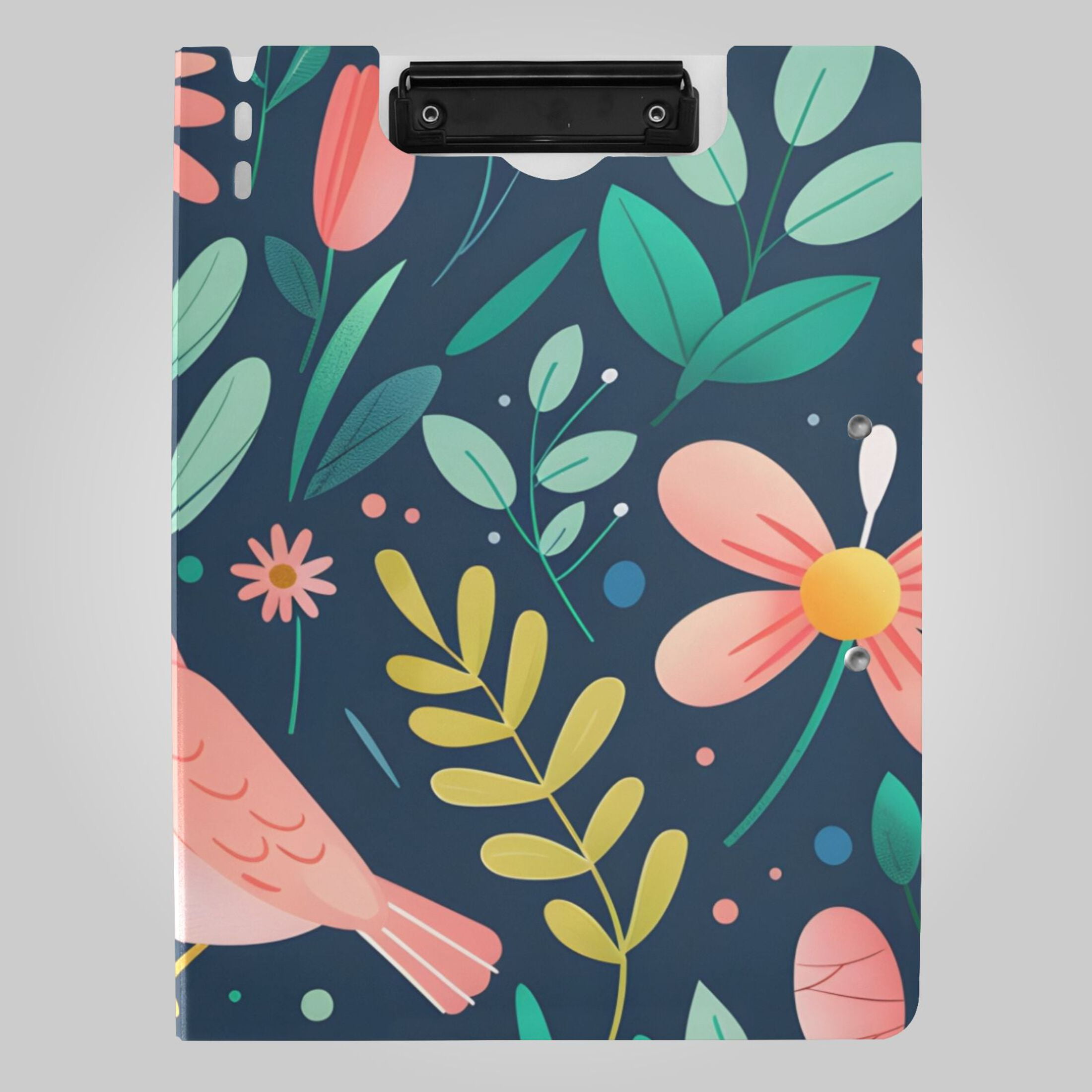 Leaves Florals Grass Birds Foldable Binder Folder Clipboard with Pen ...