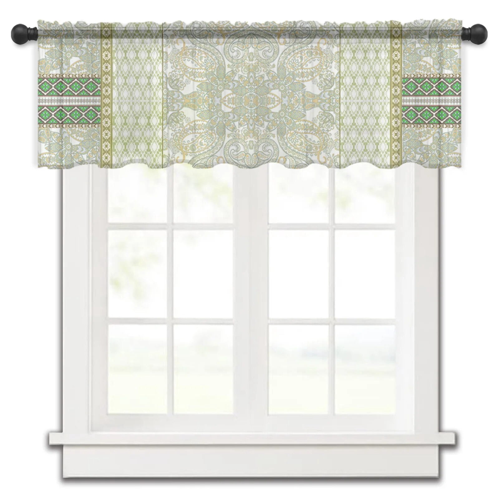 Leaves Flowers Quadrilateral Peris Kitchen Small Curtain Tulle Sheer ...