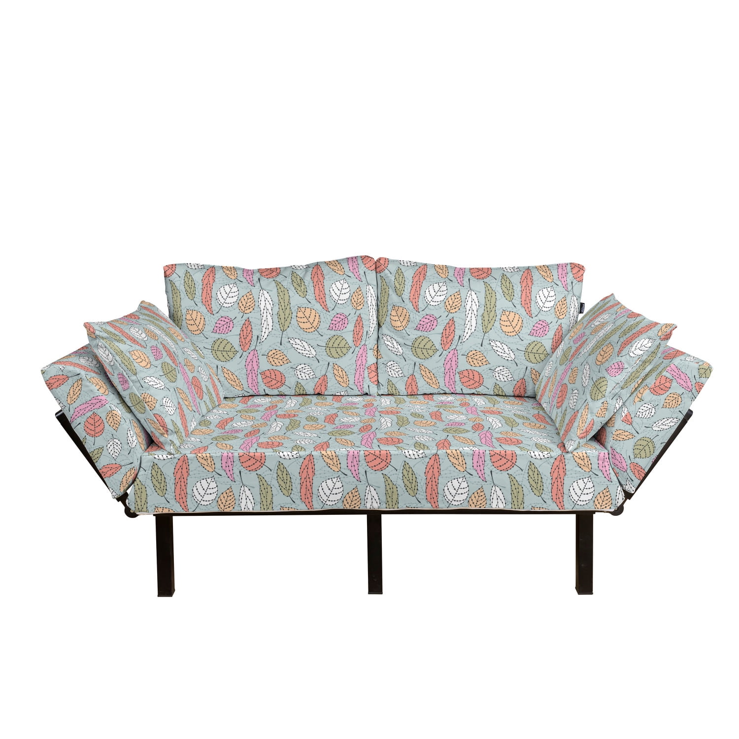 Leaves Futon Couch, Pastel Colored Fall Tree Foliage Falling Leaves in ...