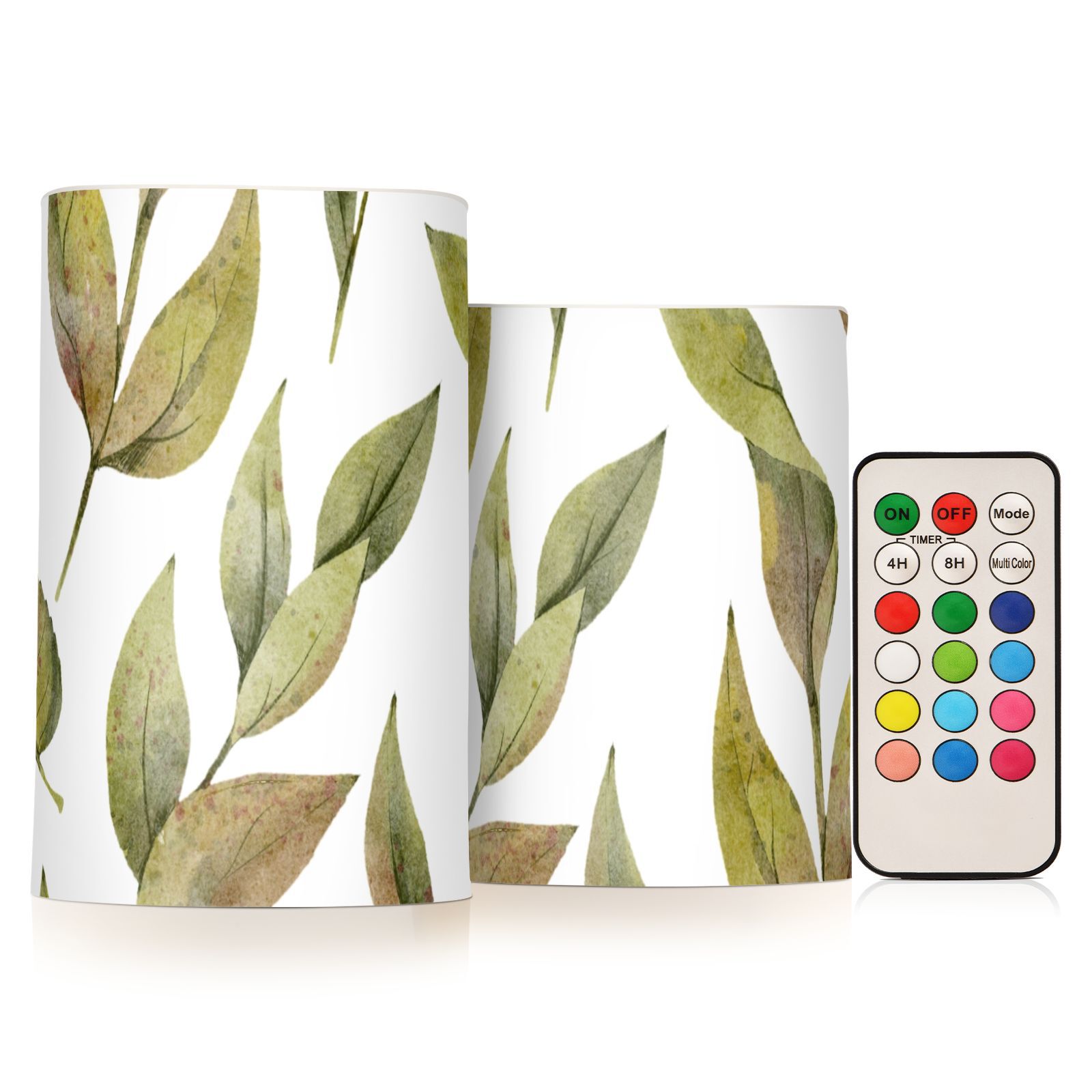 Leaves Green 2 PCS LED Flickering Flameless Candles with Remote Control ...
