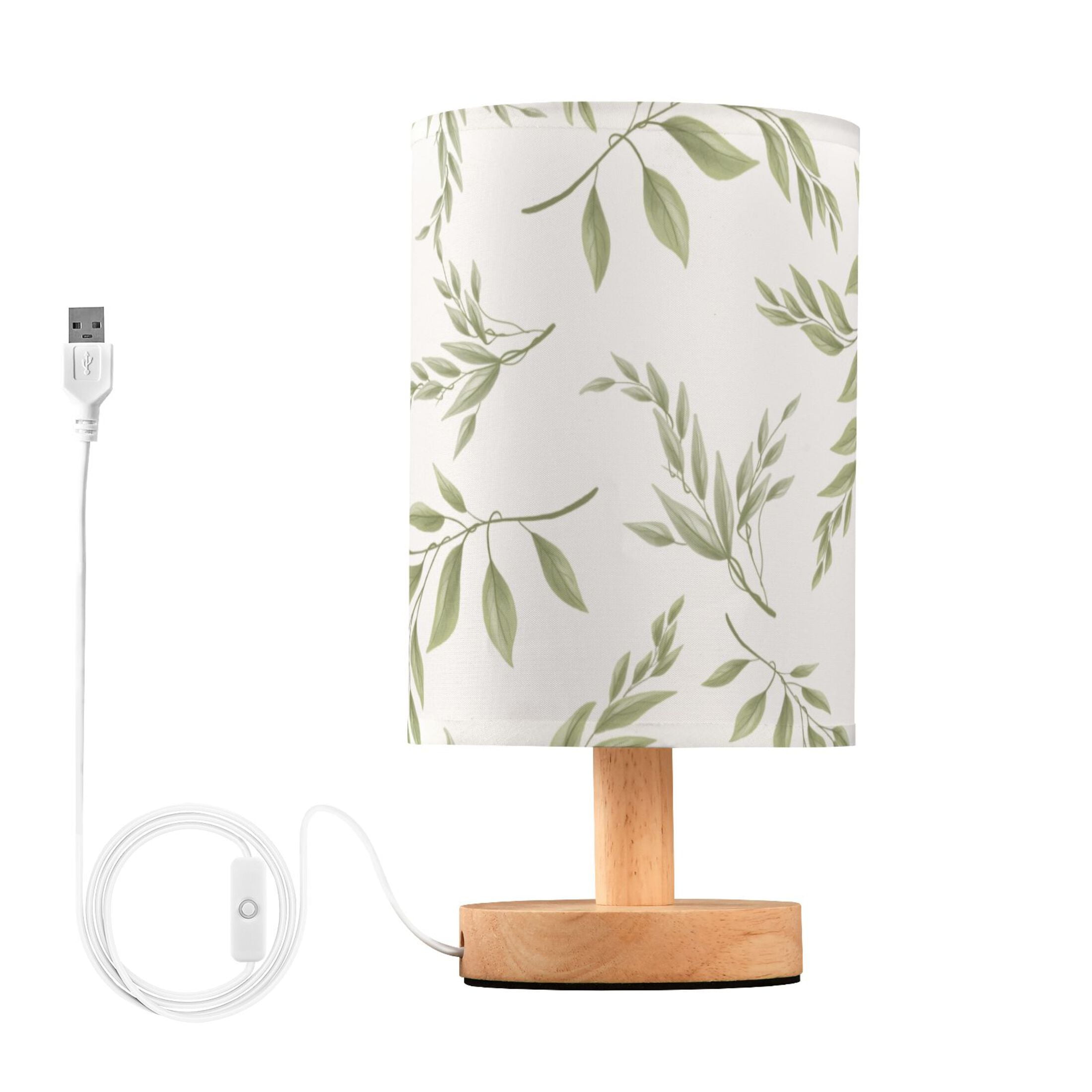 Leaves Green Bedside Table Lamp LED Warm Lights with USB Charging Port ...