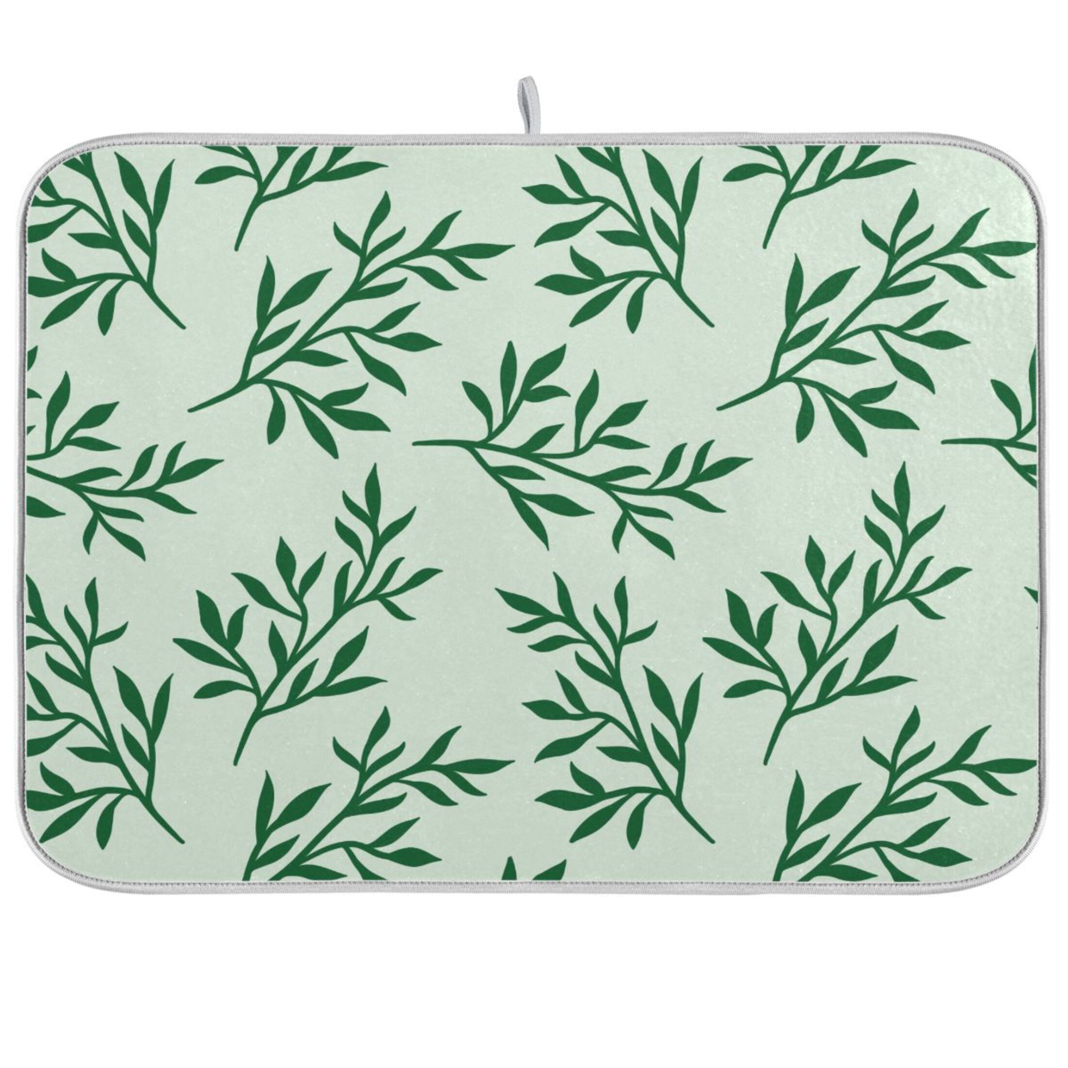 Leaves Green Dish Drying Mat Microfiber Kitchen Pad Large Counter ...