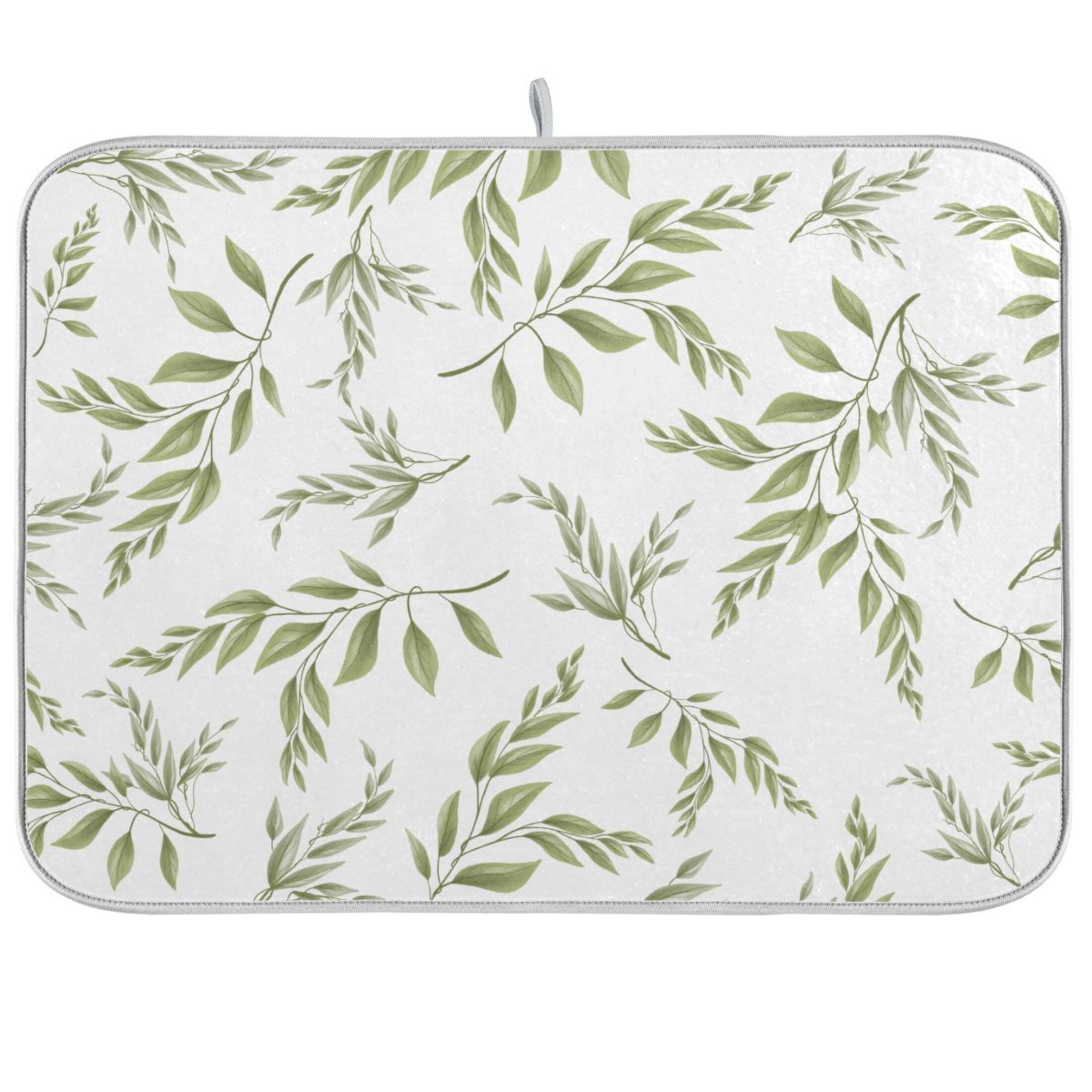 Leaves Green Dish Drying Mat Microfiber Kitchen Pad Large Counter ...