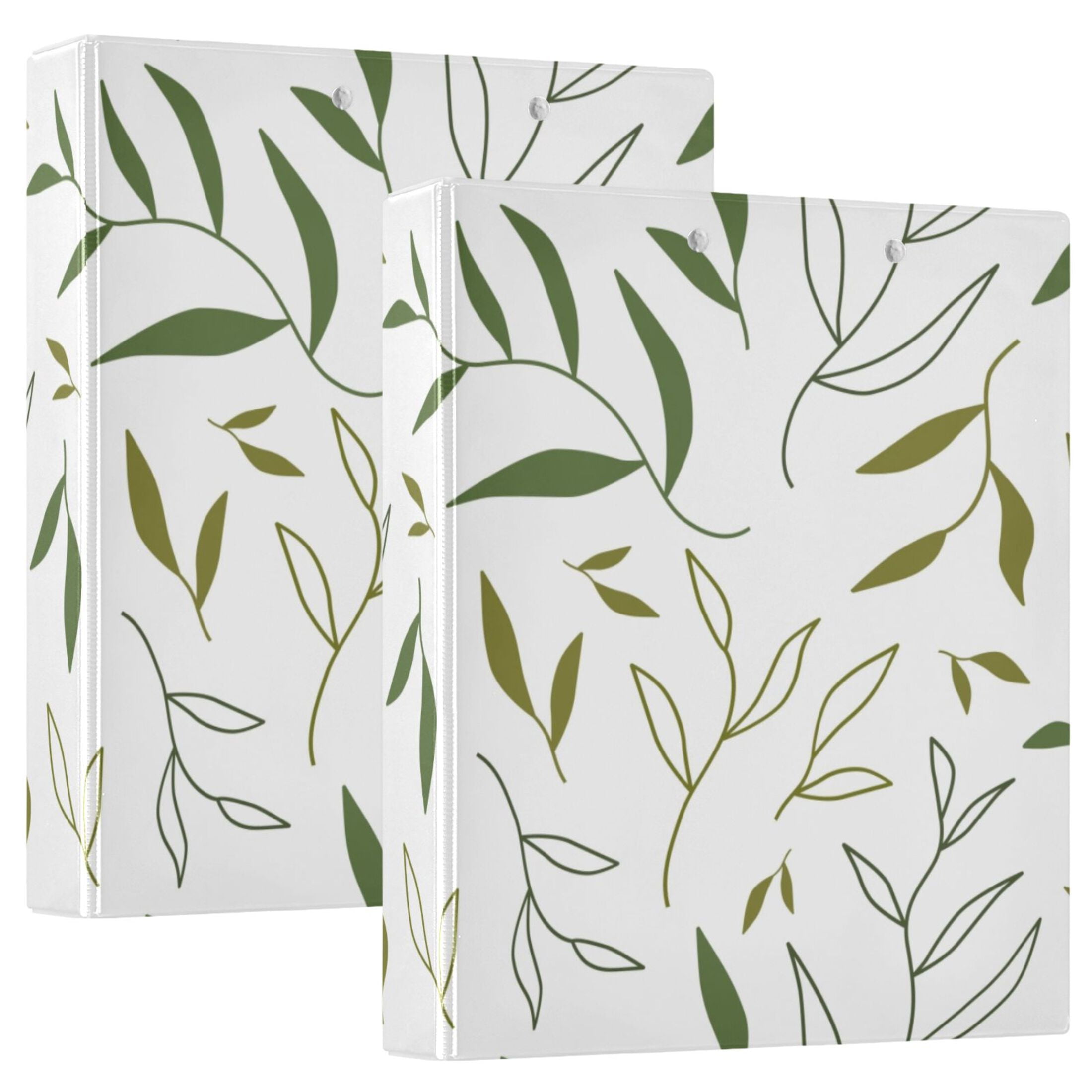 Leaves Green Print Hardcover 3 Ring Binder 1.5 inch Round Rings with ...