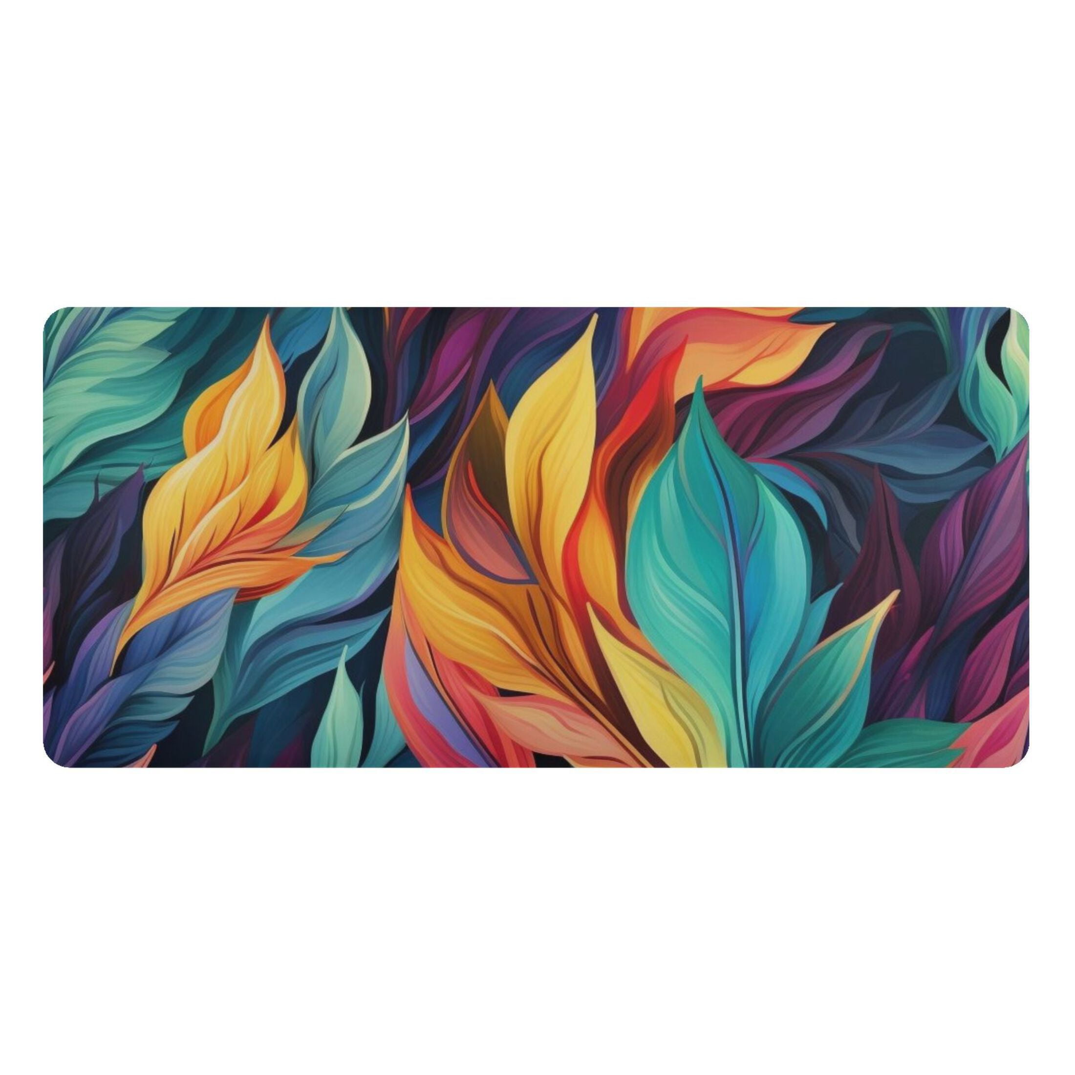 Leaves Green and Orange Desk Mats Large Mouse Pad Long Keyboard ...