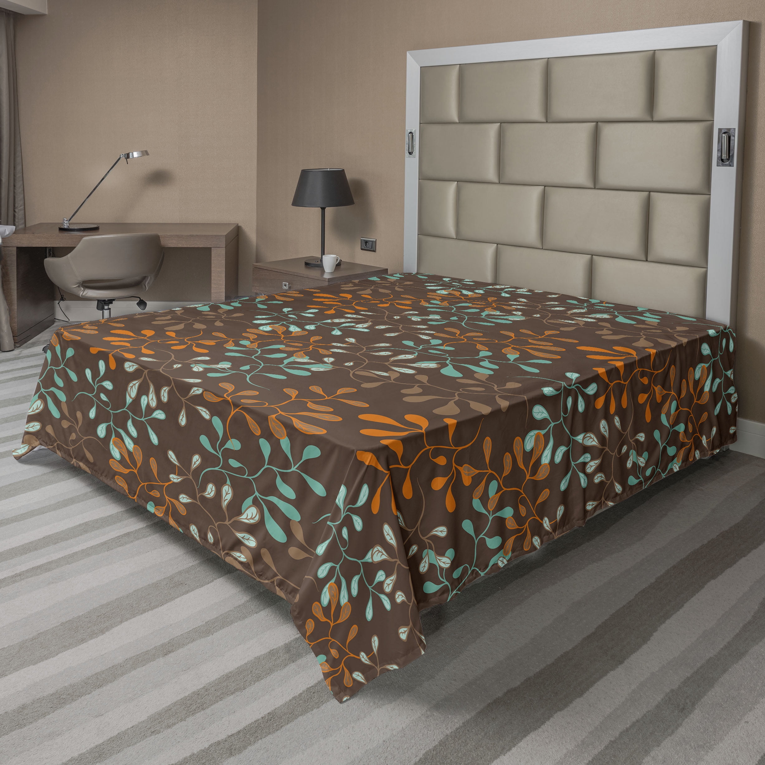Ambesonne Leaves Greenery Flat Bedding Sheet Soft Top Sheet, Abstract ...